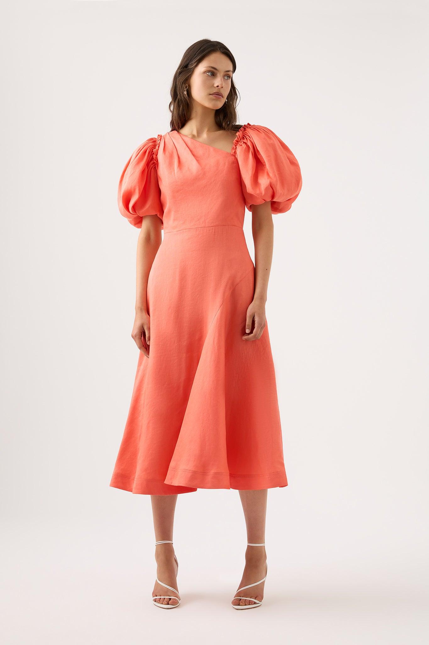 aje-maia-off-shoulder-midi-dress-in-red-lyst