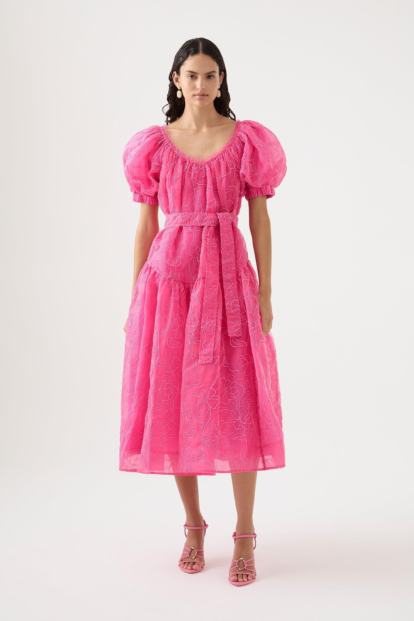 Aje Evangeline Cornelli Midi Dress In Pink Lyst