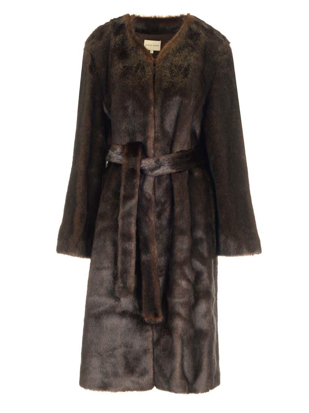 Loulou de Saison Faux Fur Midi Coat in Black | Lyst