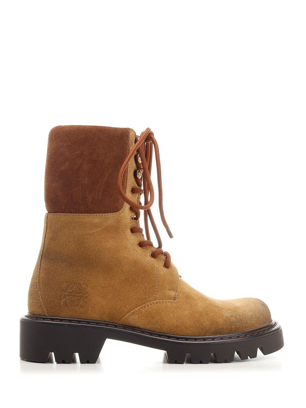 Loewe Suede 'sierra' Combat Boots in Brown | Lyst