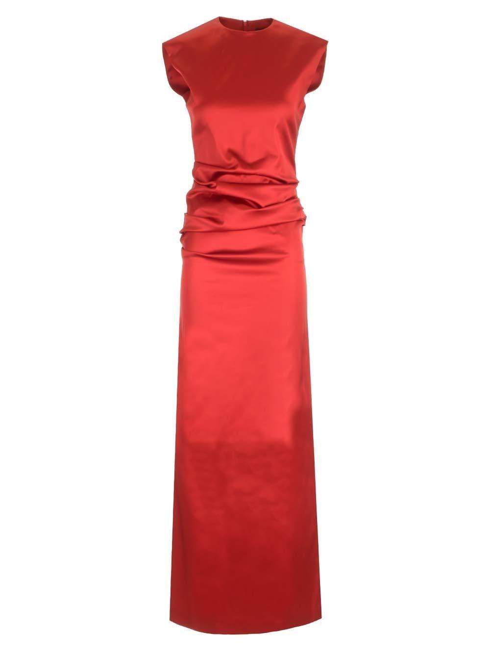 Max Mara "rea" Draped Long Dress in Red | Lyst