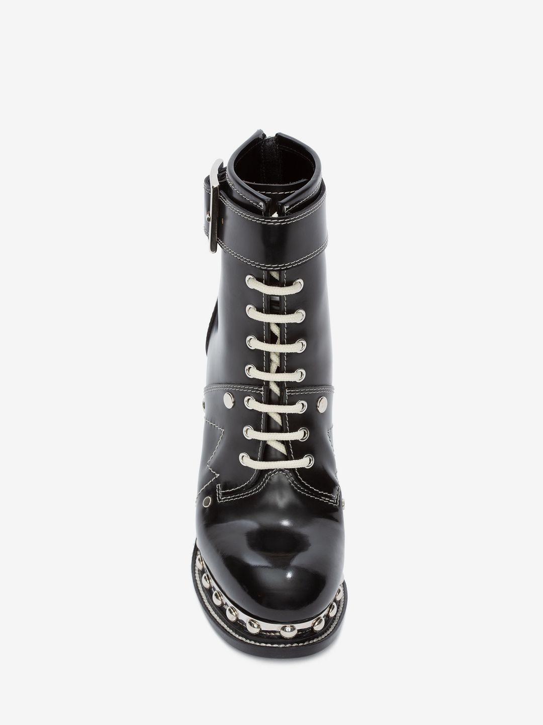 Alexander McQueen Leather Tread Platform Boot in Black/White (Black) - Lyst