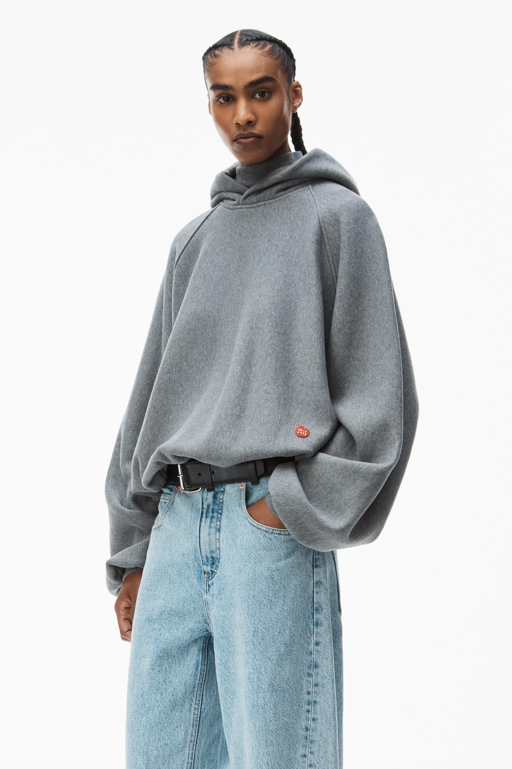 Alexander Wang Puffed Apple Logo Hoodie In Cotton Terry in Blue | Lyst