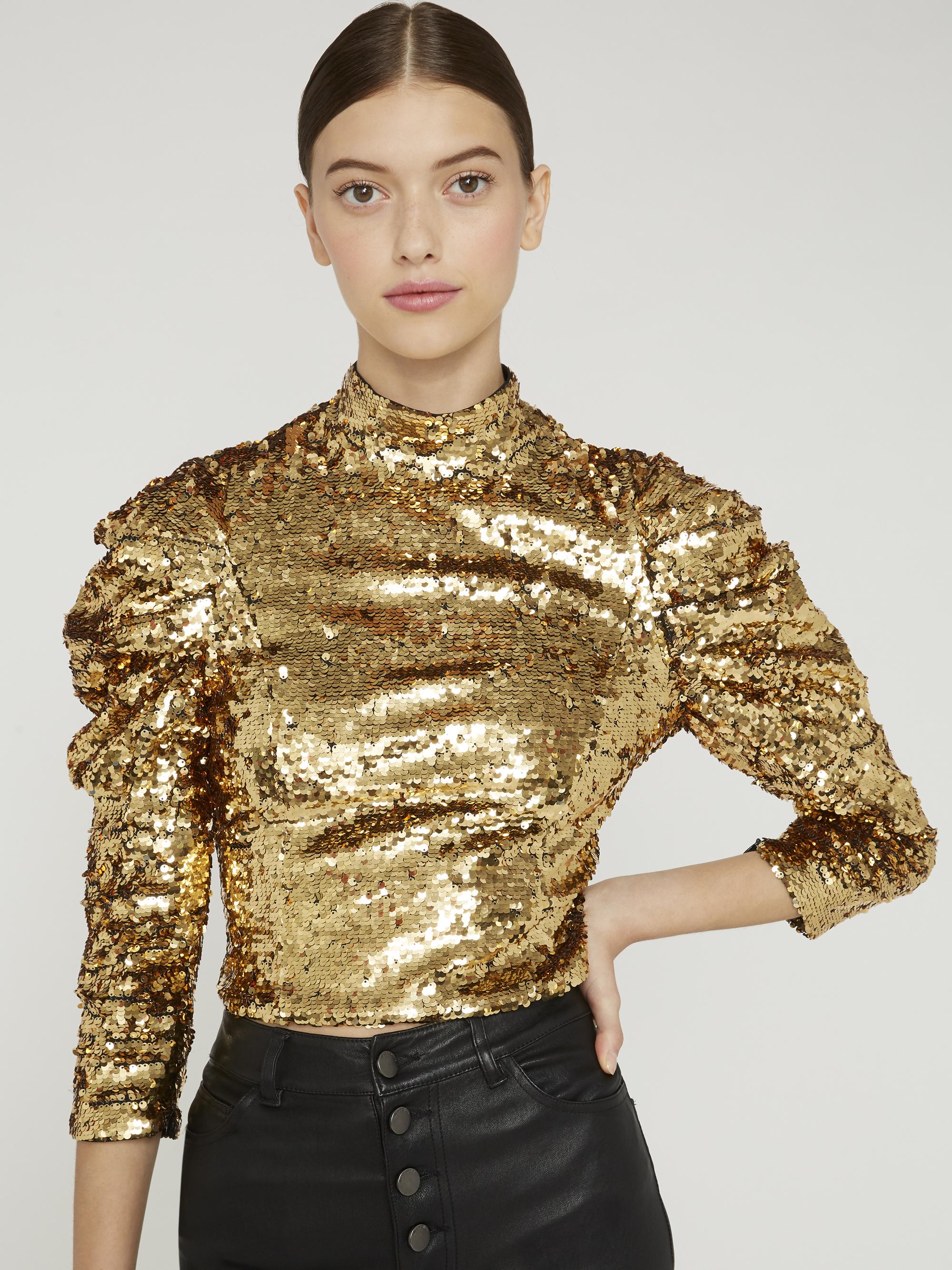Alice + Olivia Synthetic Brenna Sequin Crop Top in Gold (Metallic ...