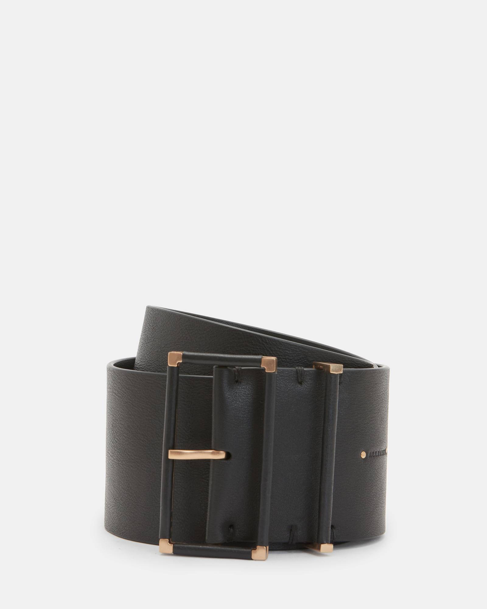 AllSaints Erma Wrapped Wide Leather Belt in Black | Lyst