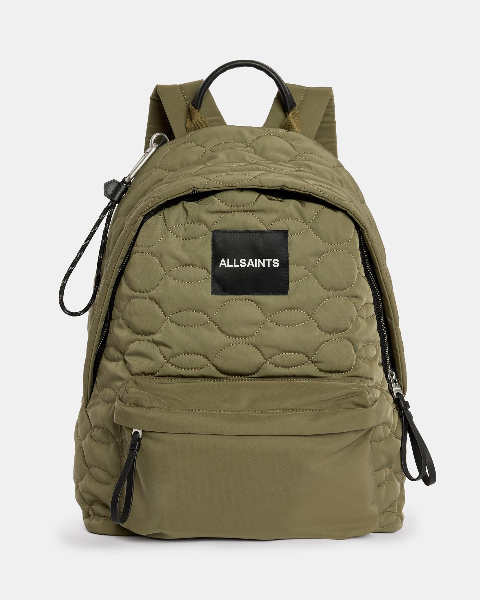 AllSaints Carabiner Embossed Logo Quilted Backpack in Green for Men ...