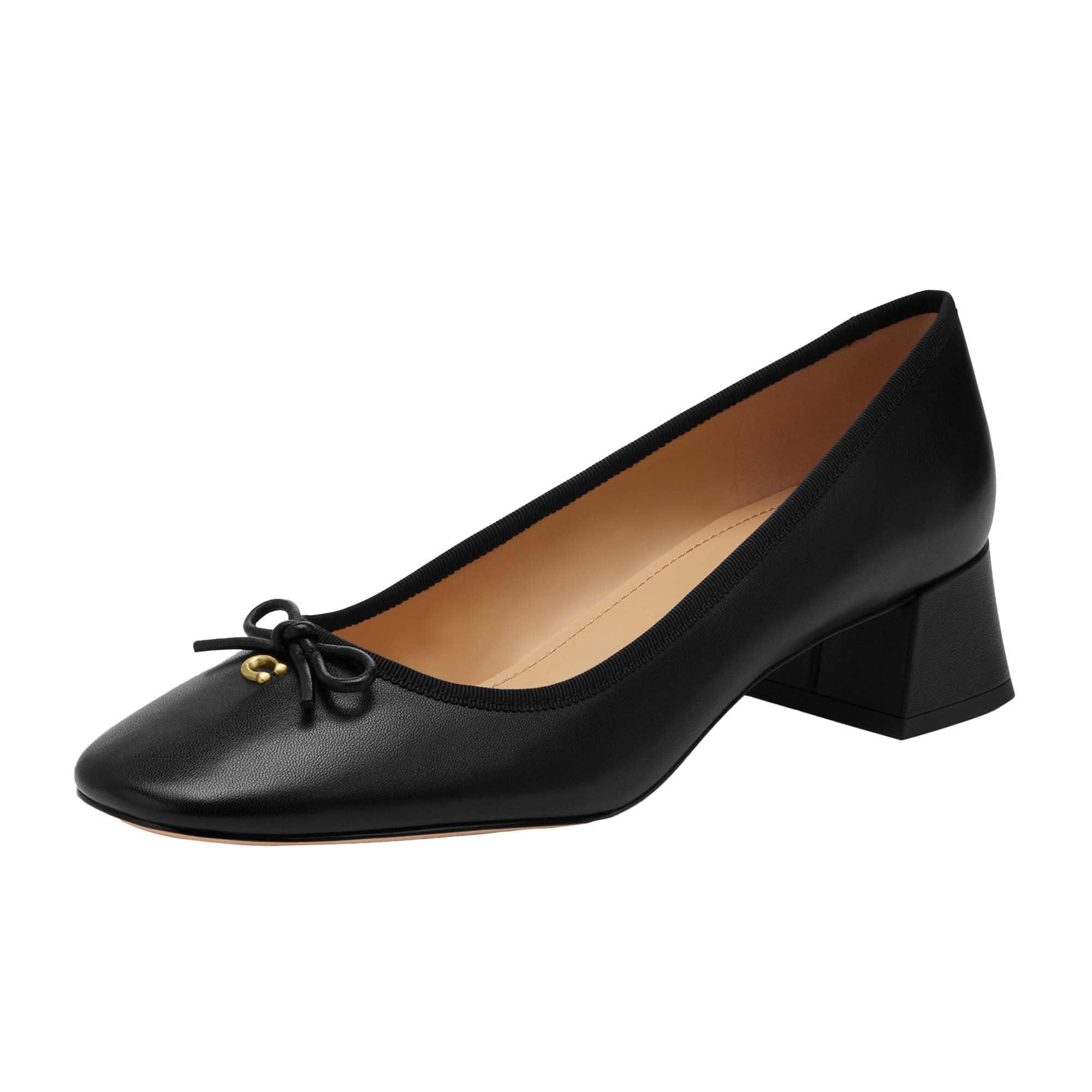 COACH Ava Leather Ballet Pump in Black | Lyst