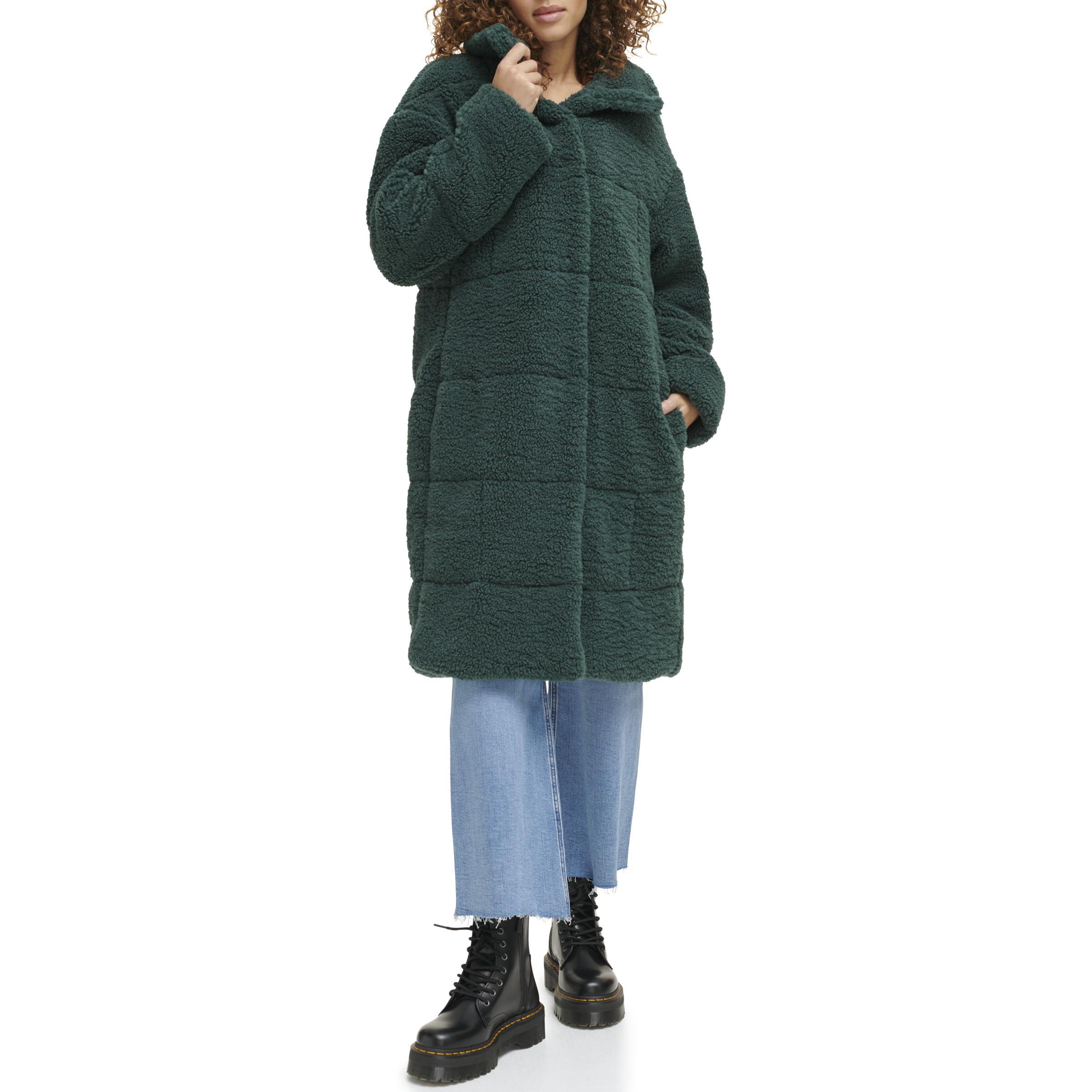 Levi's Long Length Patchwork Quilted Teddy Coat in Green | Lyst