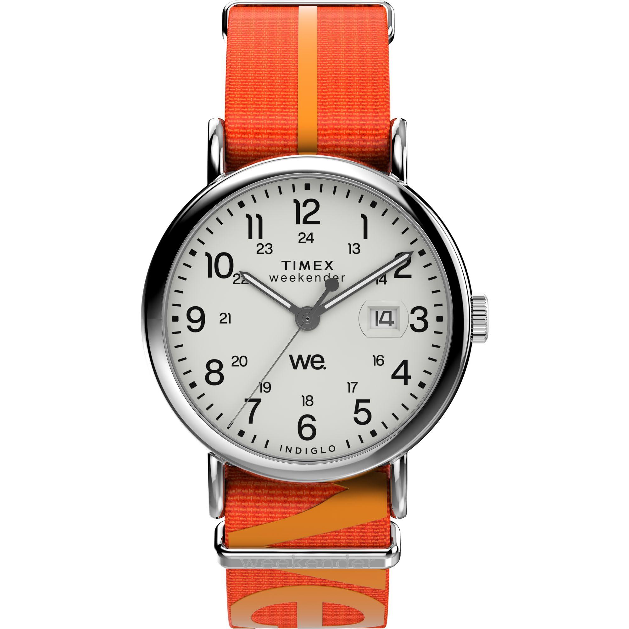 Timex Orange Strap White Dial Silver-tone in Metallic for Men | Lyst