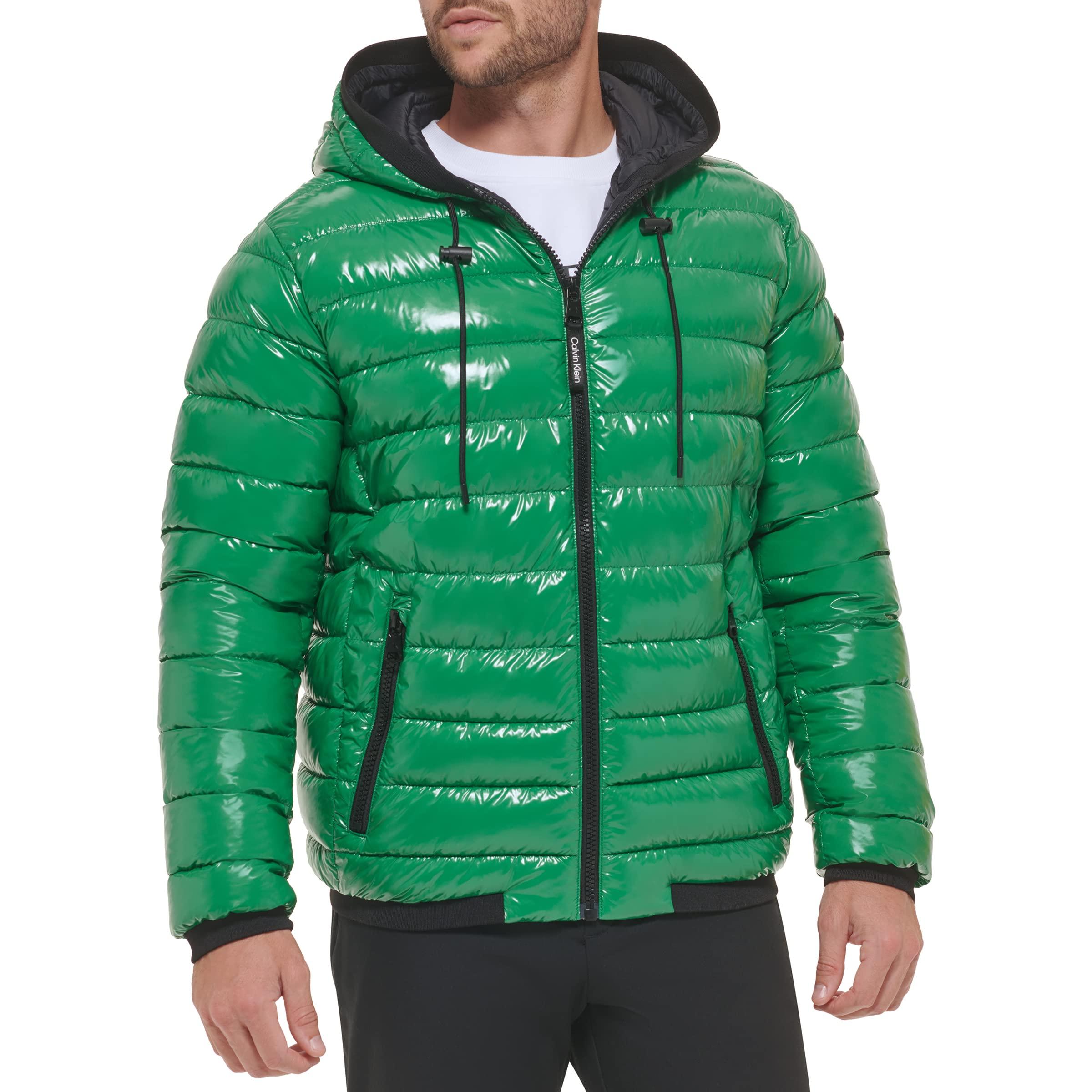 Calvin Klein Hooded Super Shine Puffer Jacket in Green for Men | Lyst