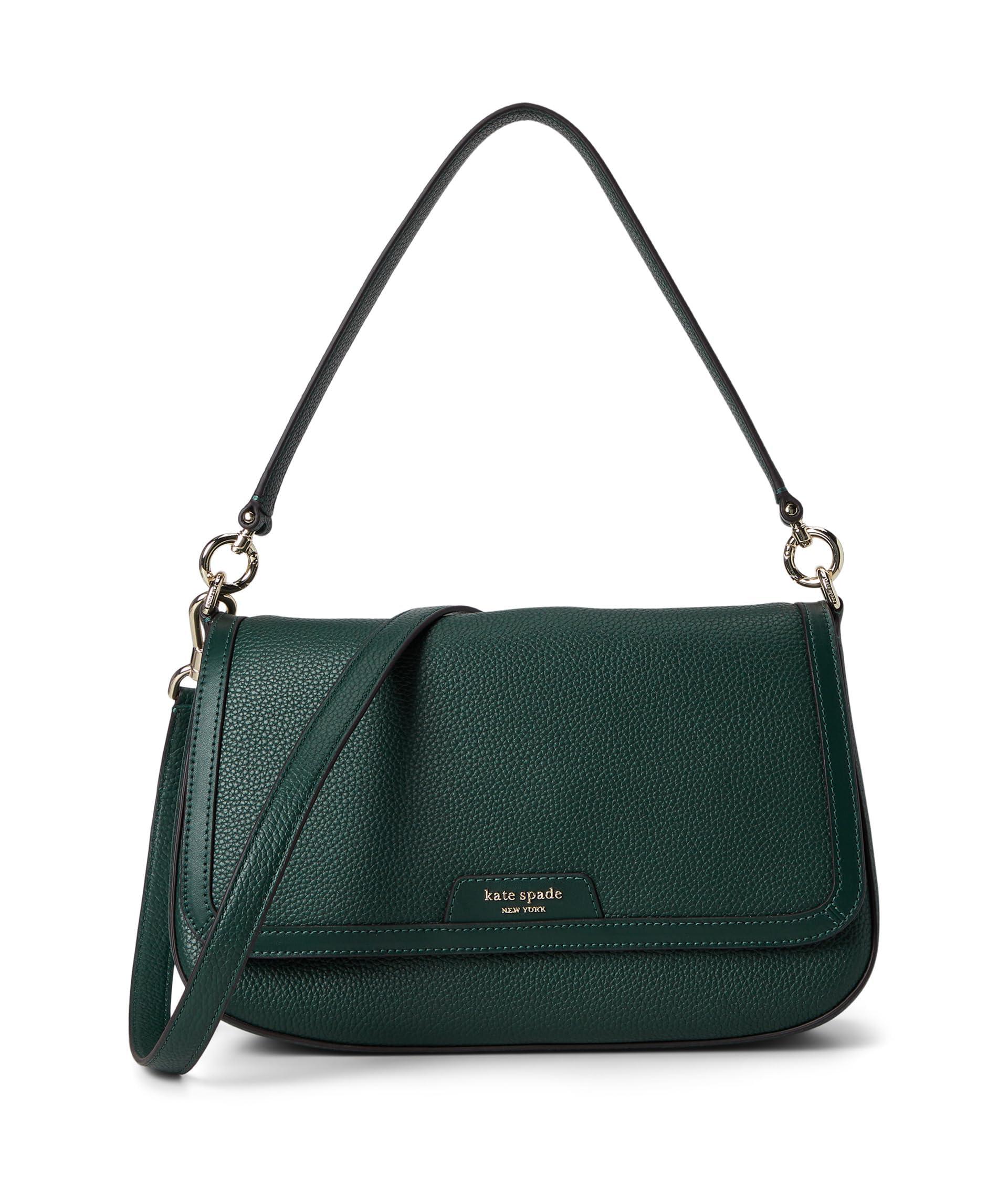 Kate Spade Hudson Pebbled Leather Flap Shoulder Bag in Green | Lyst