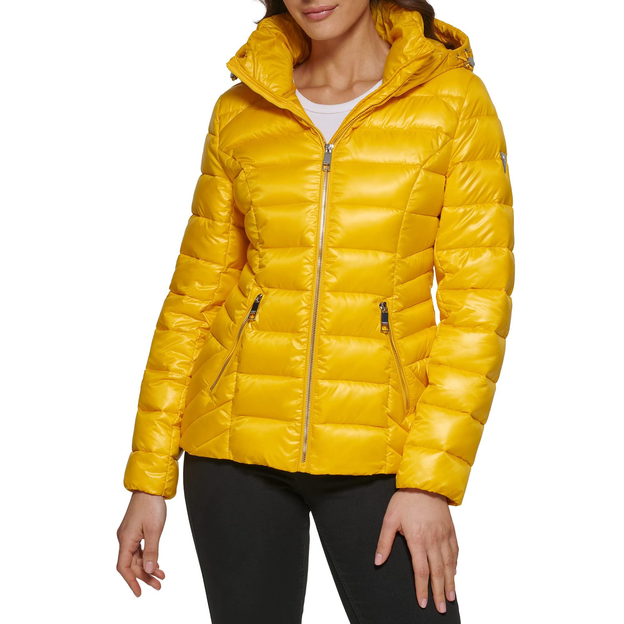 Guess Mid-weight Hooded Jacket in Yellow | Lyst