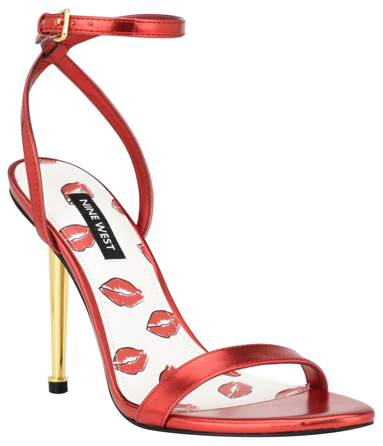 Nine West Reina Heeled Sandal in Red | Lyst
