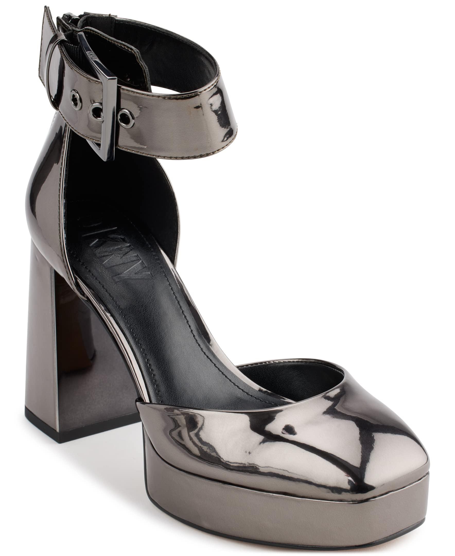 DKNY Block Heel Barra-platform Ank Pump in Black | Lyst