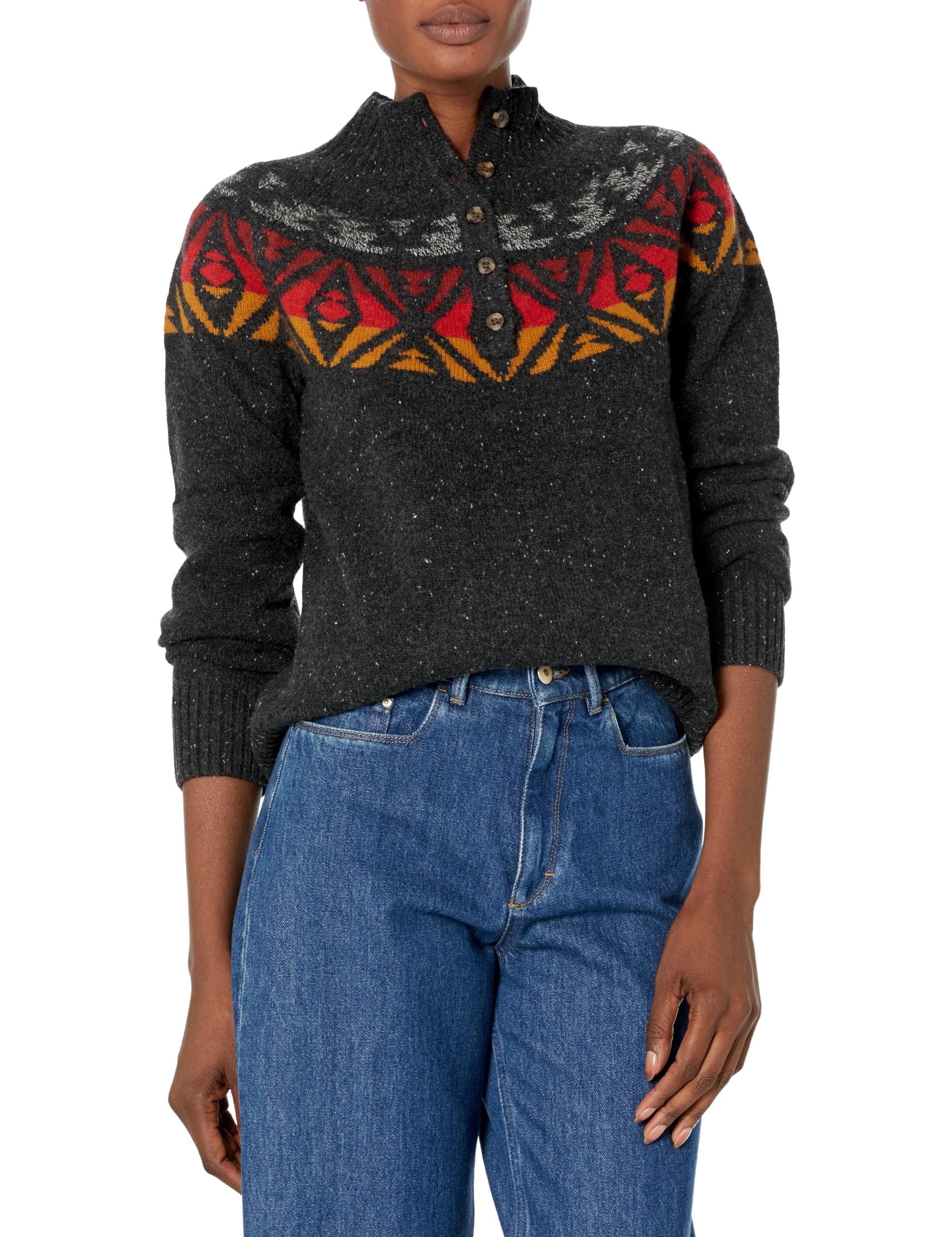 Pendleton Fair Isle Mockneck Merino Sweater in Black | Lyst