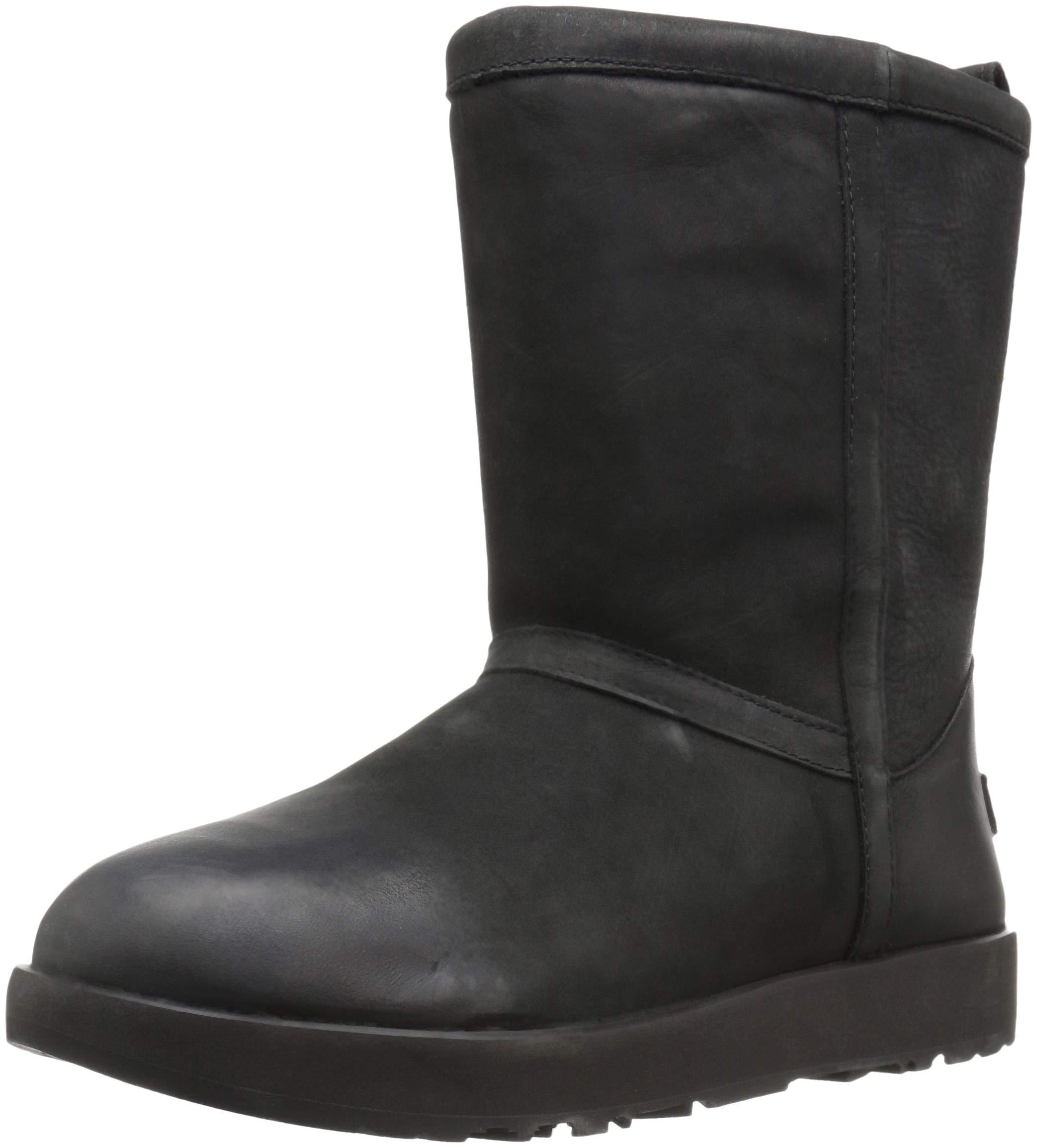 Ugg Womens Classic Short Waterproof Leather Boot In Black Lyst