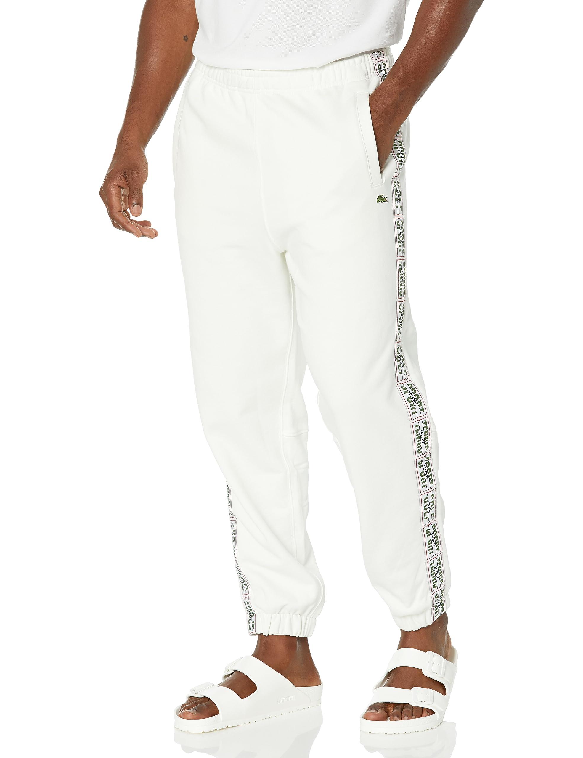 Lacoste Relaxed Fit Adjustable Waist Sweatpants W Tennis Word Taping ...