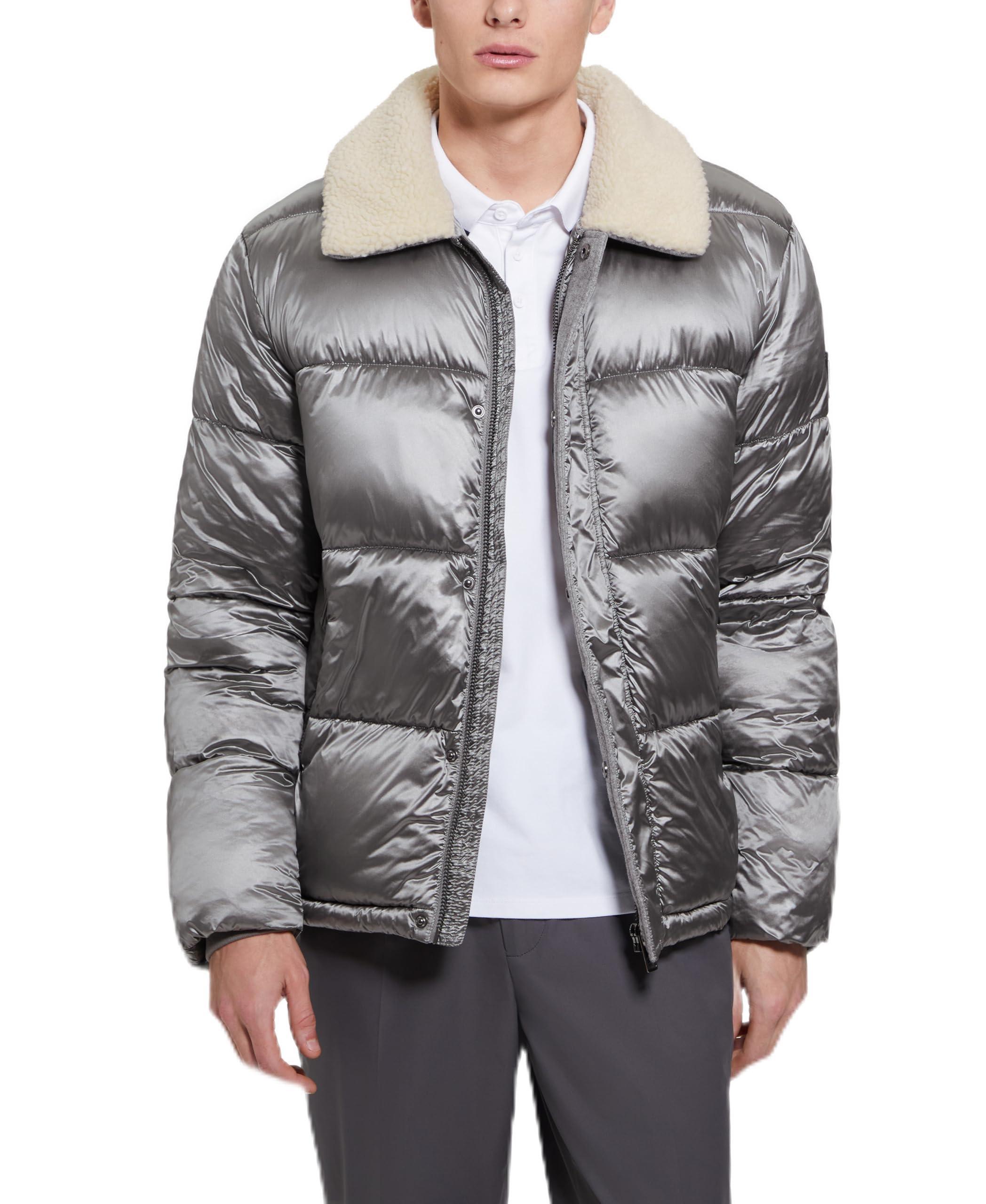 Guess Cassidy Puffer Quilted Jacket in Gray for Men | Lyst
