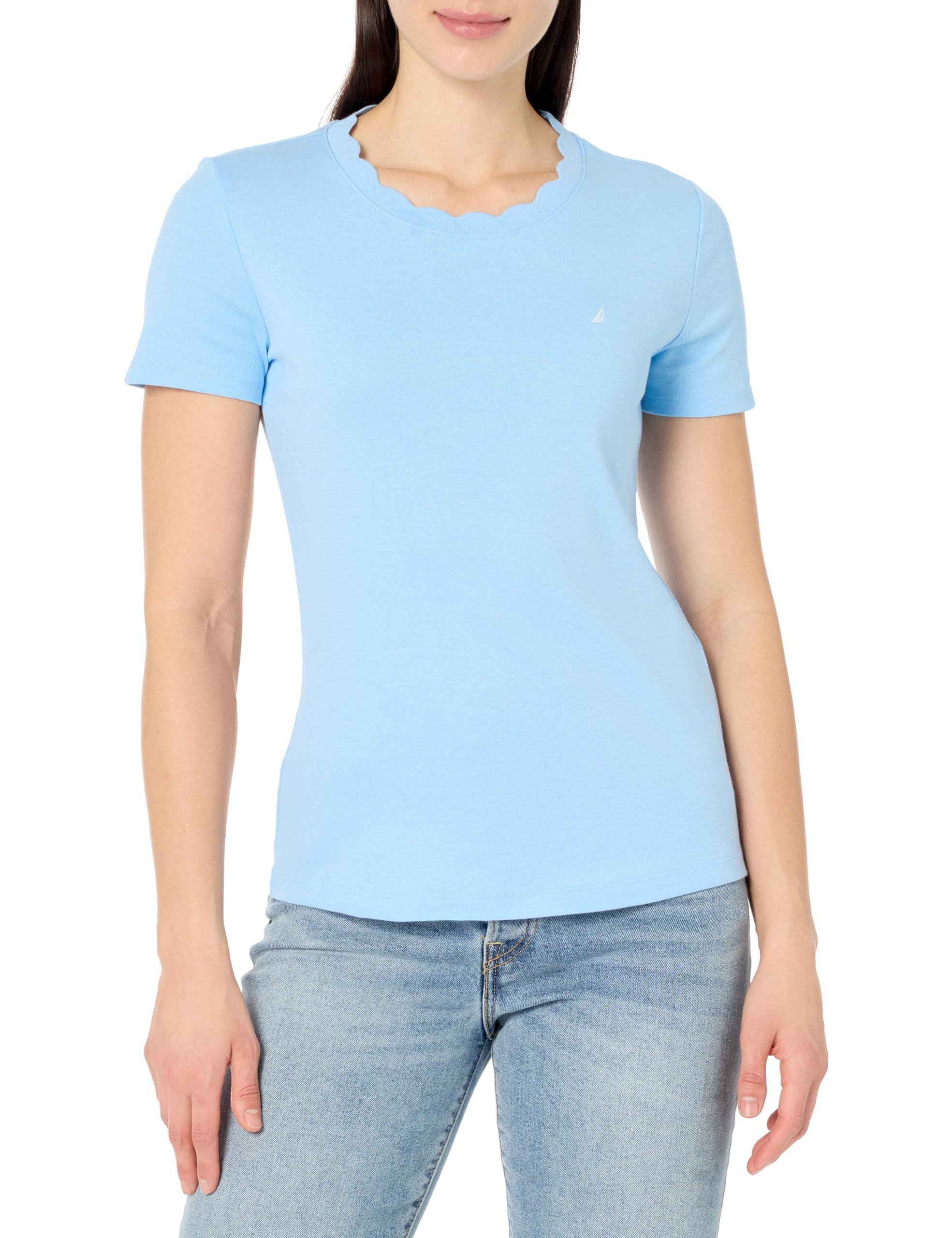 Nautica Solid Short Sleeve Crew Neckline T Shirt In Blue Lyst