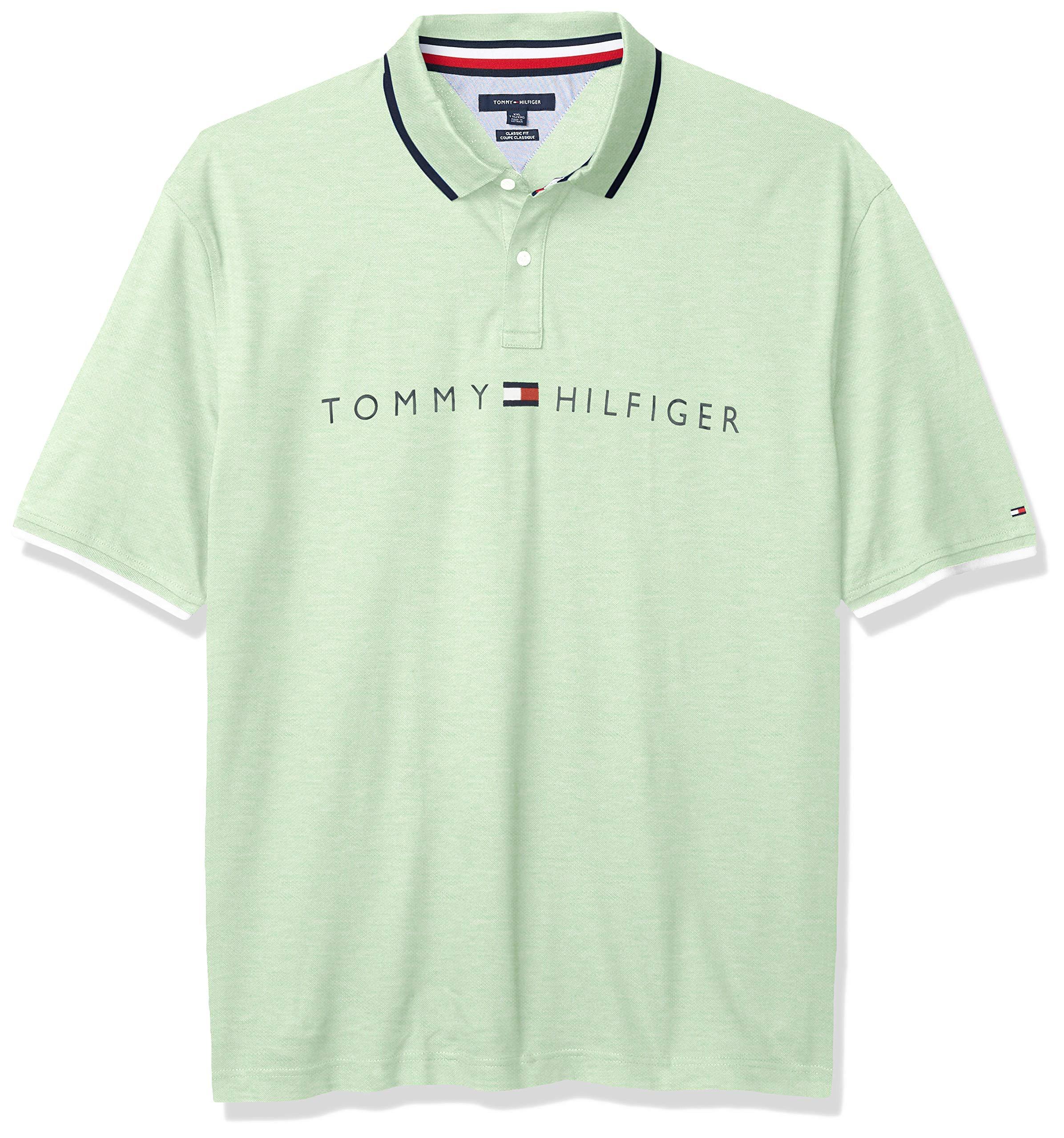 Tommy Hilfiger Flag Pride Polo Shirt In Custom Fit In Green Ash Heather