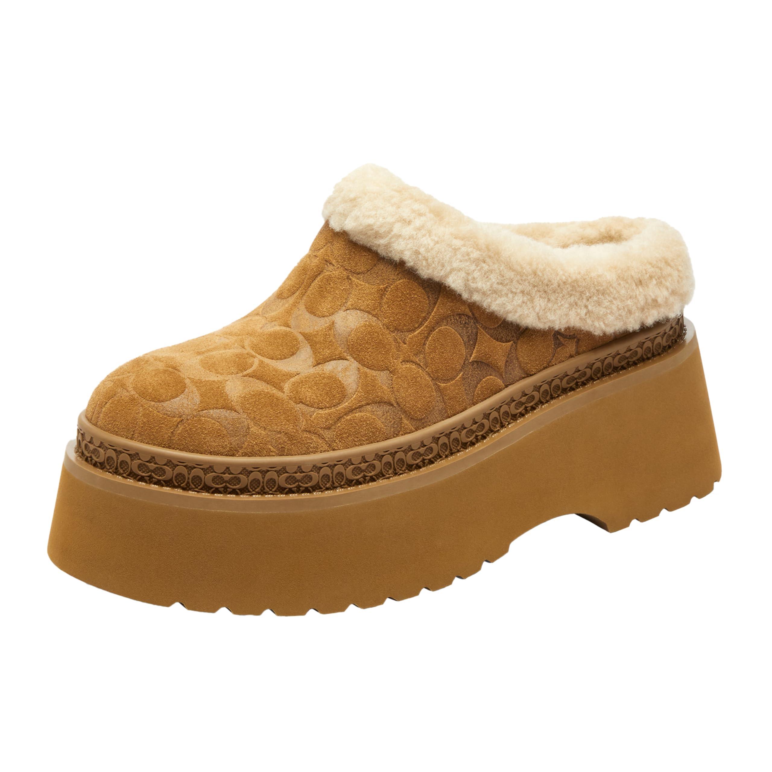 COACH Cecelia Shearling Clog in Brown | Lyst