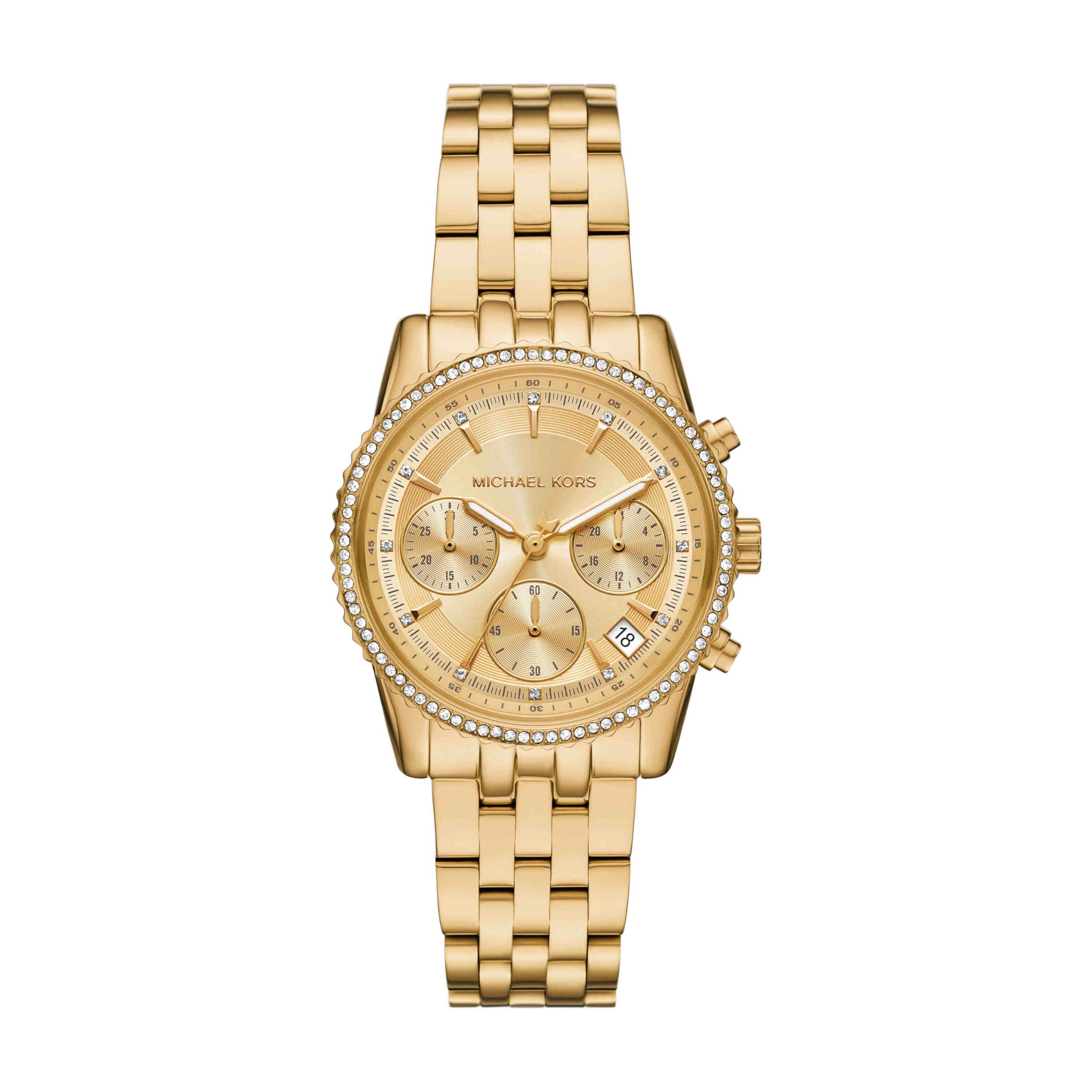 Michael Kors Mini Ritz Chronograph Gold-tone Stainless Steel Watch in ...