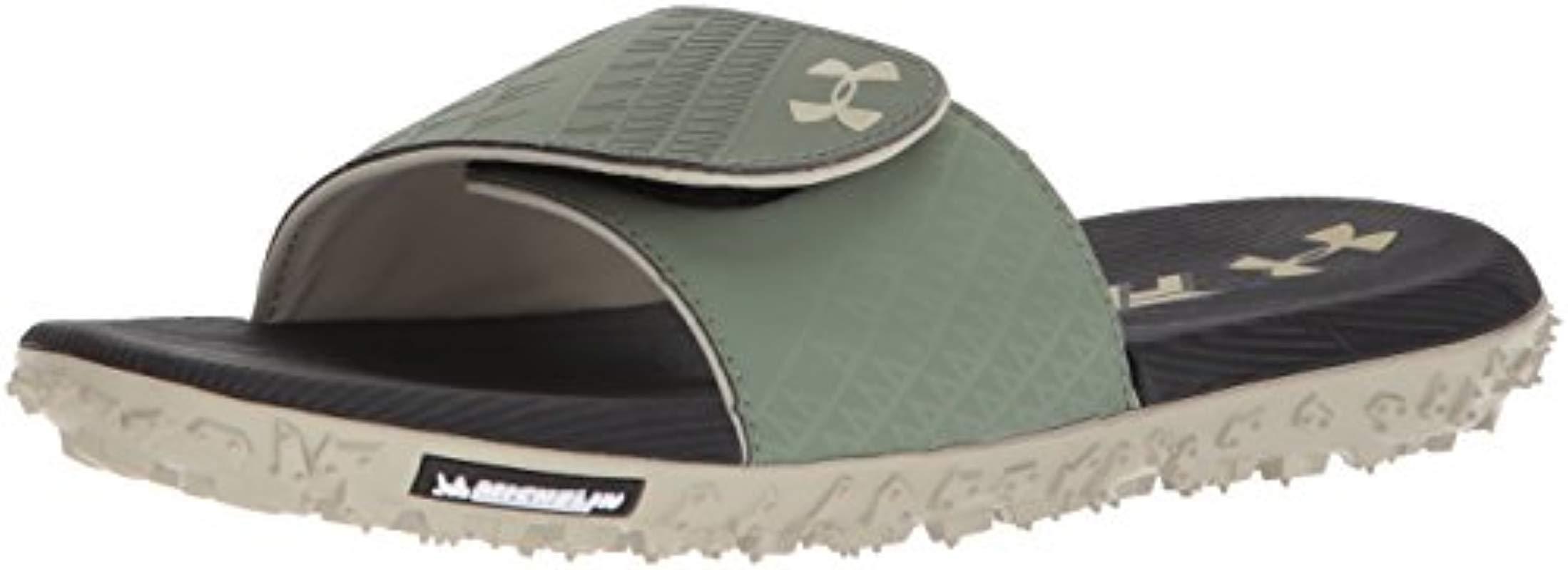 Under Armour Fat Tire Slides Sandal, Black (003)/moss Green, 8 for Men ...