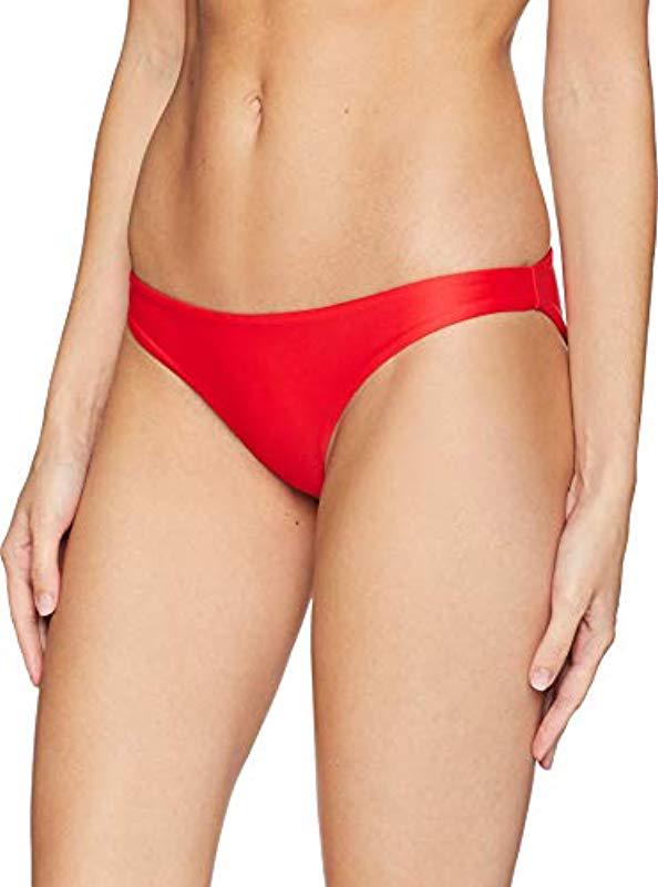 Lyst Hurley Quick Dry Compression Solid Bikini Bottom In Red Save