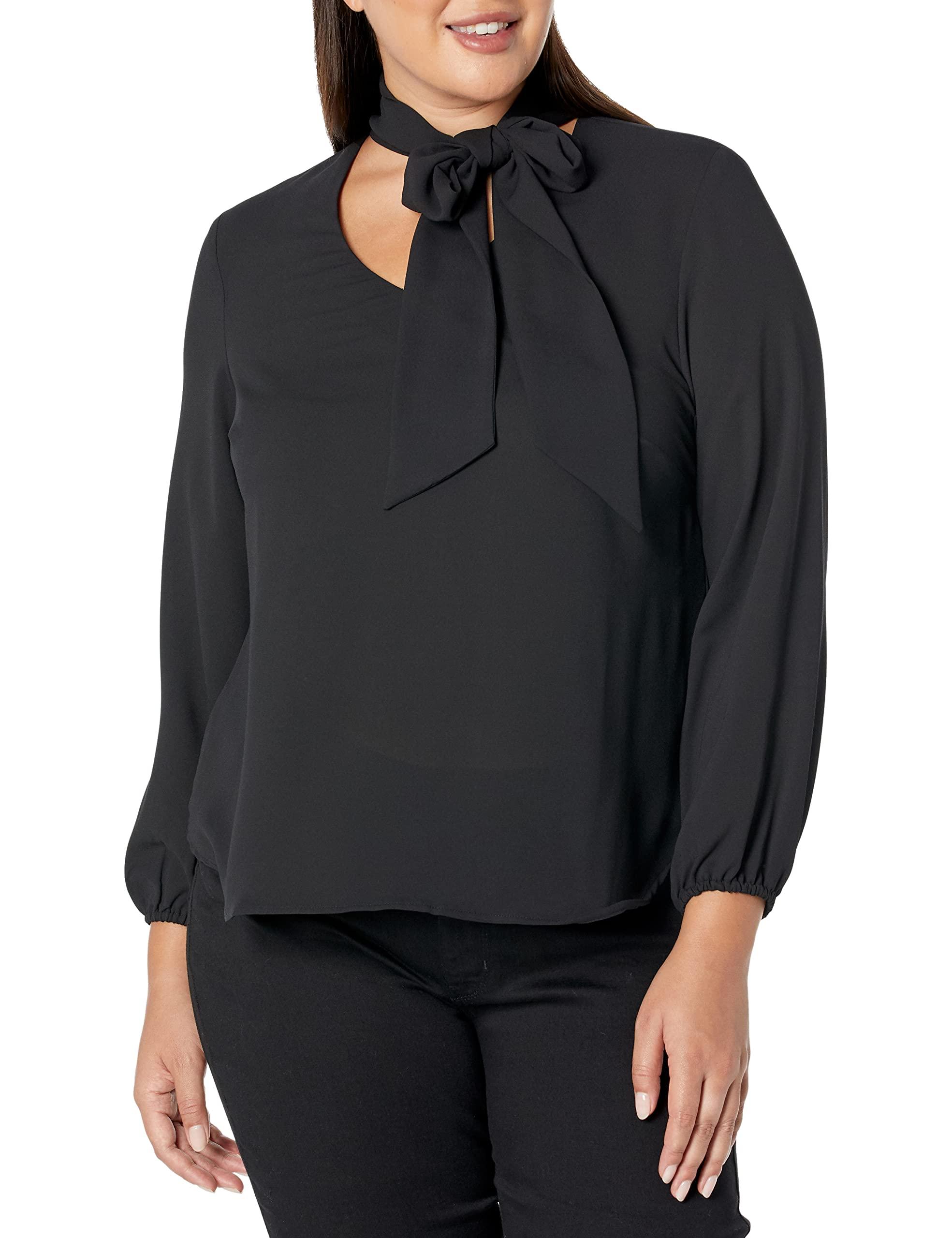 Kasper Plus Size Ls Bow Blouse In Black Lyst