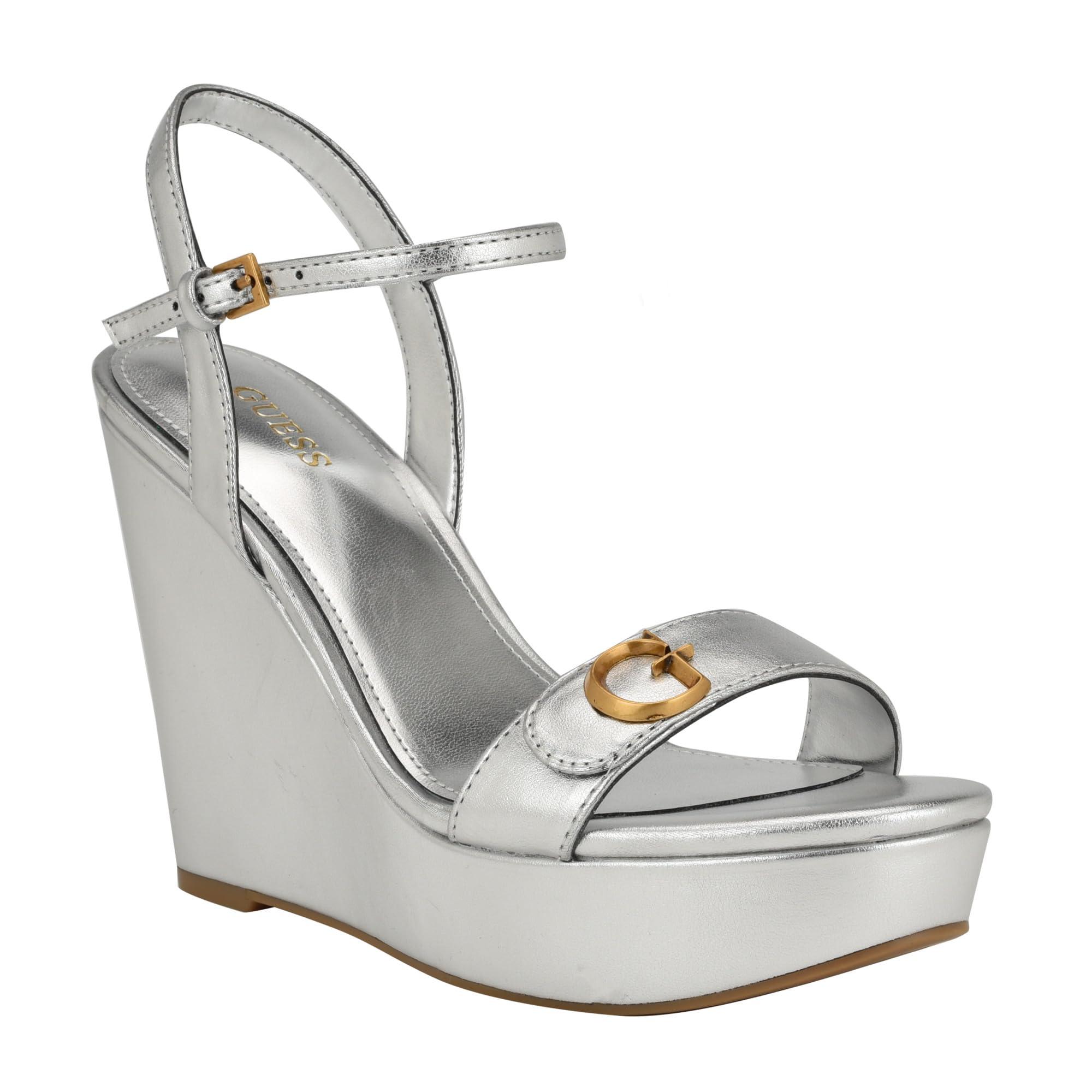 Guess Himifia Wedge Sandal in Metallic | Lyst