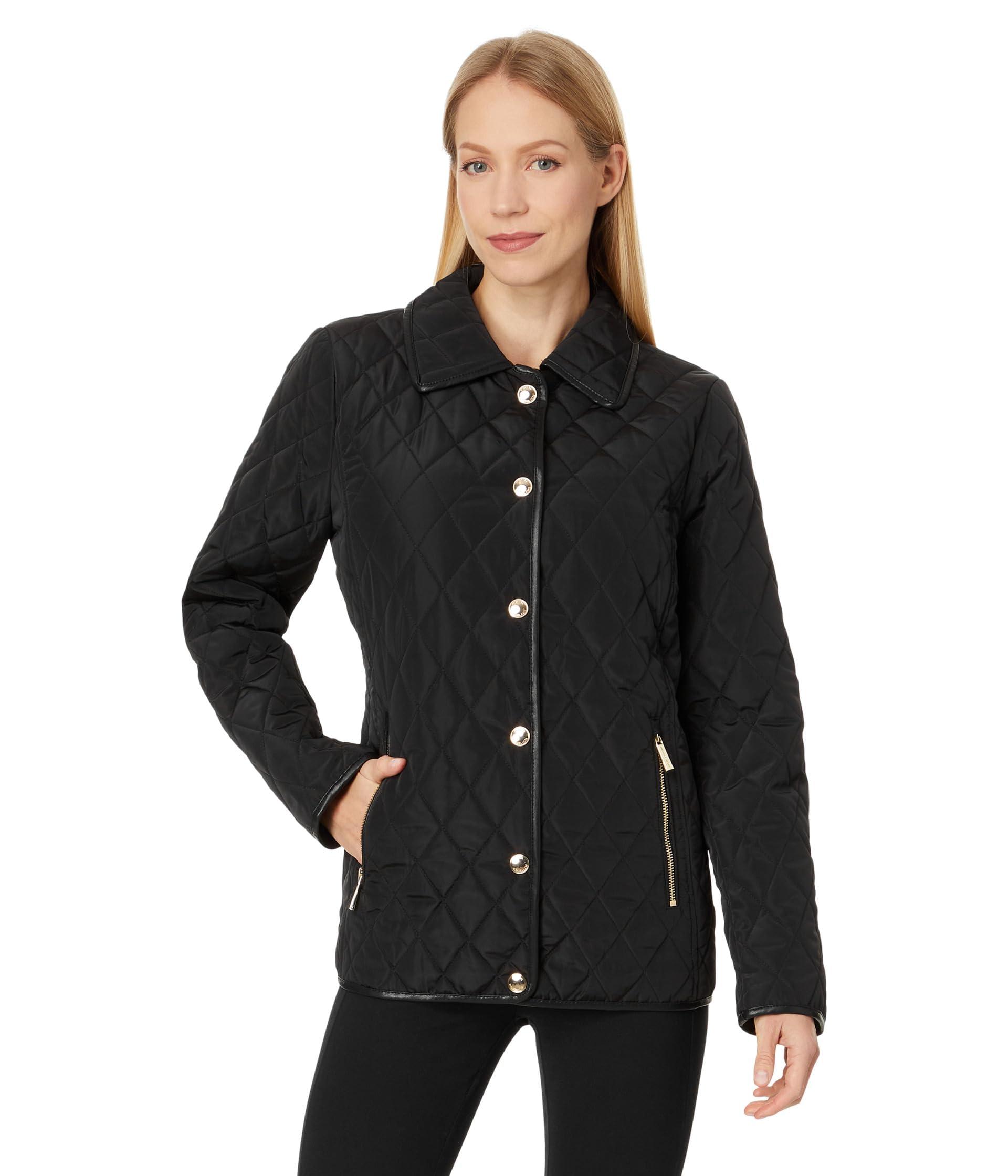 Michael Kors Snap Front Quilt M425969Bz () Jacket in Black | Lyst
