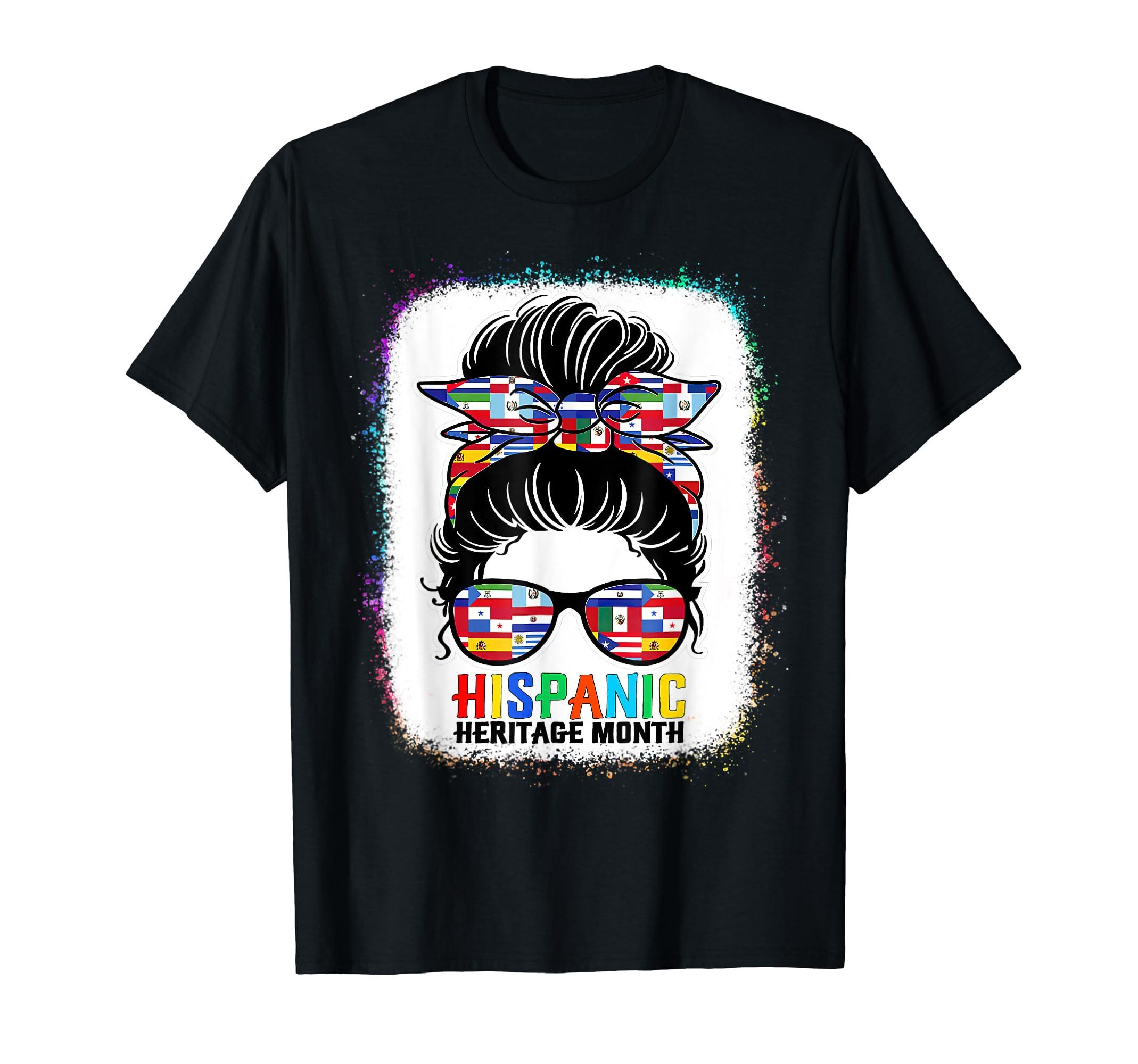 Caterpillar National Hispanic Heritage Month Latin Flags Messy Bun T