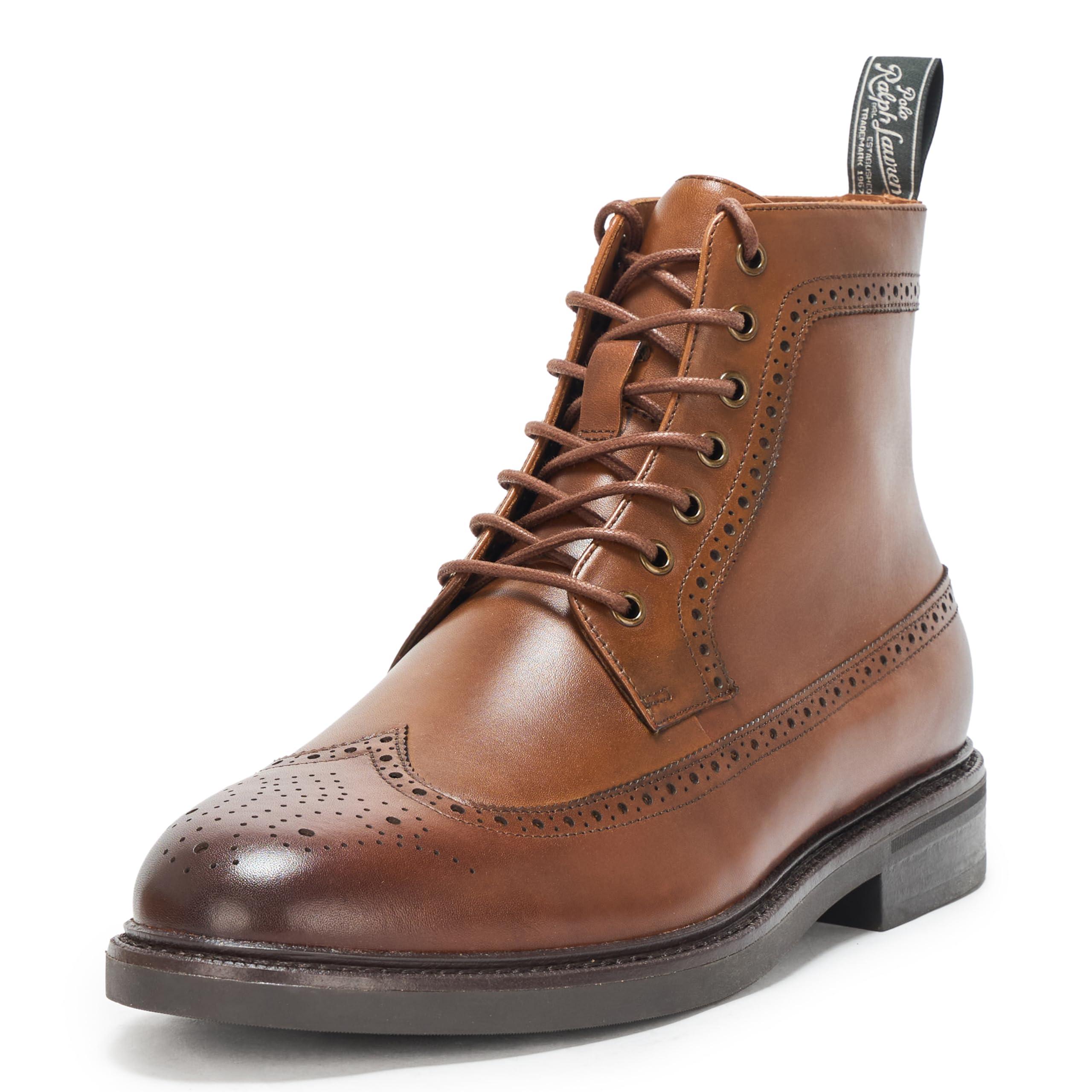 Polo Ralph Lauren Asher Leather Wingtip Boot Ankle in Brown for Men | Lyst
