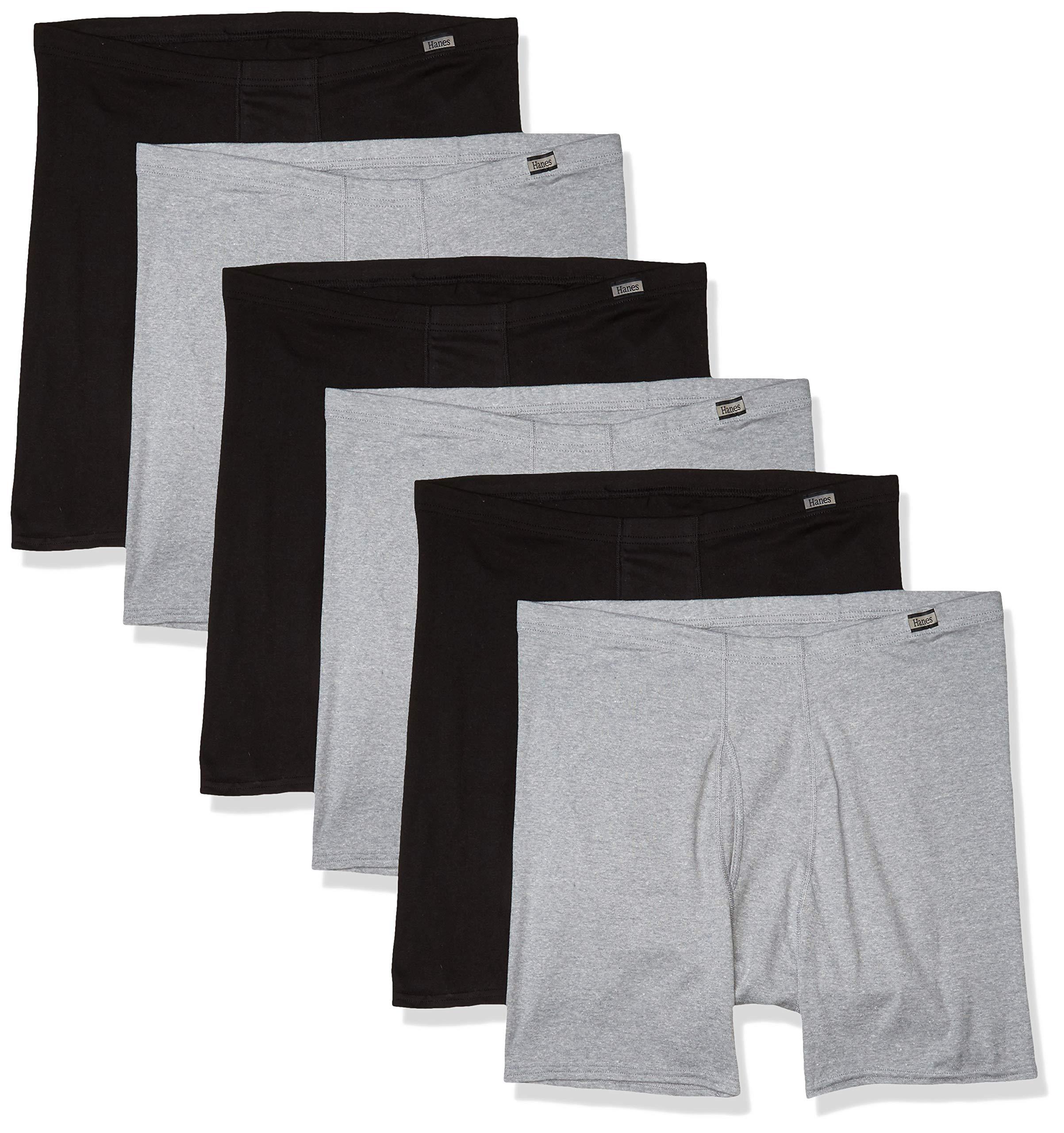 Hanes Cotton Tagless Comfortsoft Waistband Boxer Briefs In Black Gray 6