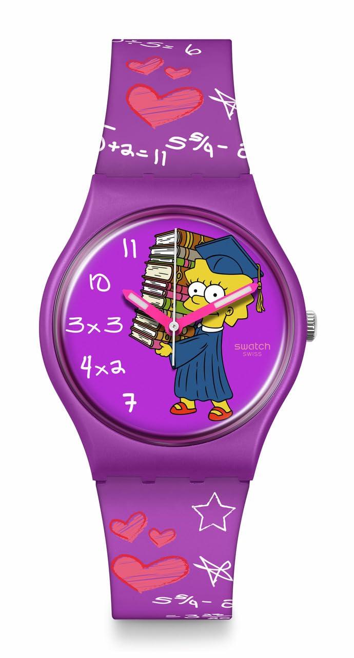 Swatch Casual Graduation Simpsons Watch Purple Quartz Bio-sourced Class ...