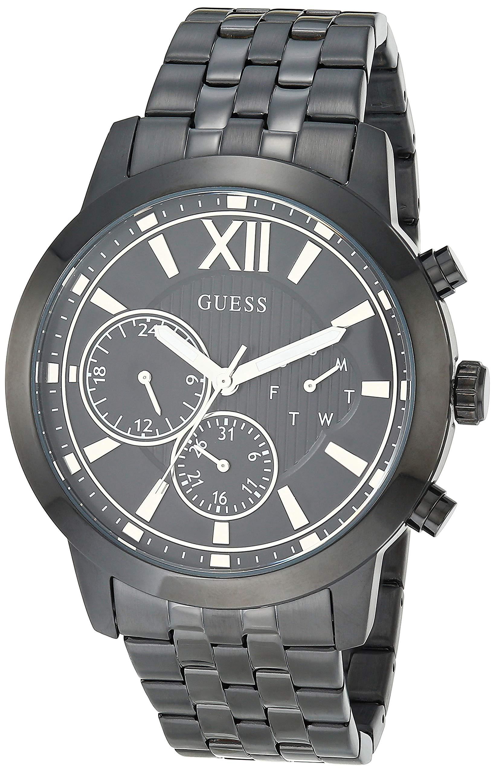 Guess Analog Quartz Watch With Stainless Steel Strap In Black For Men