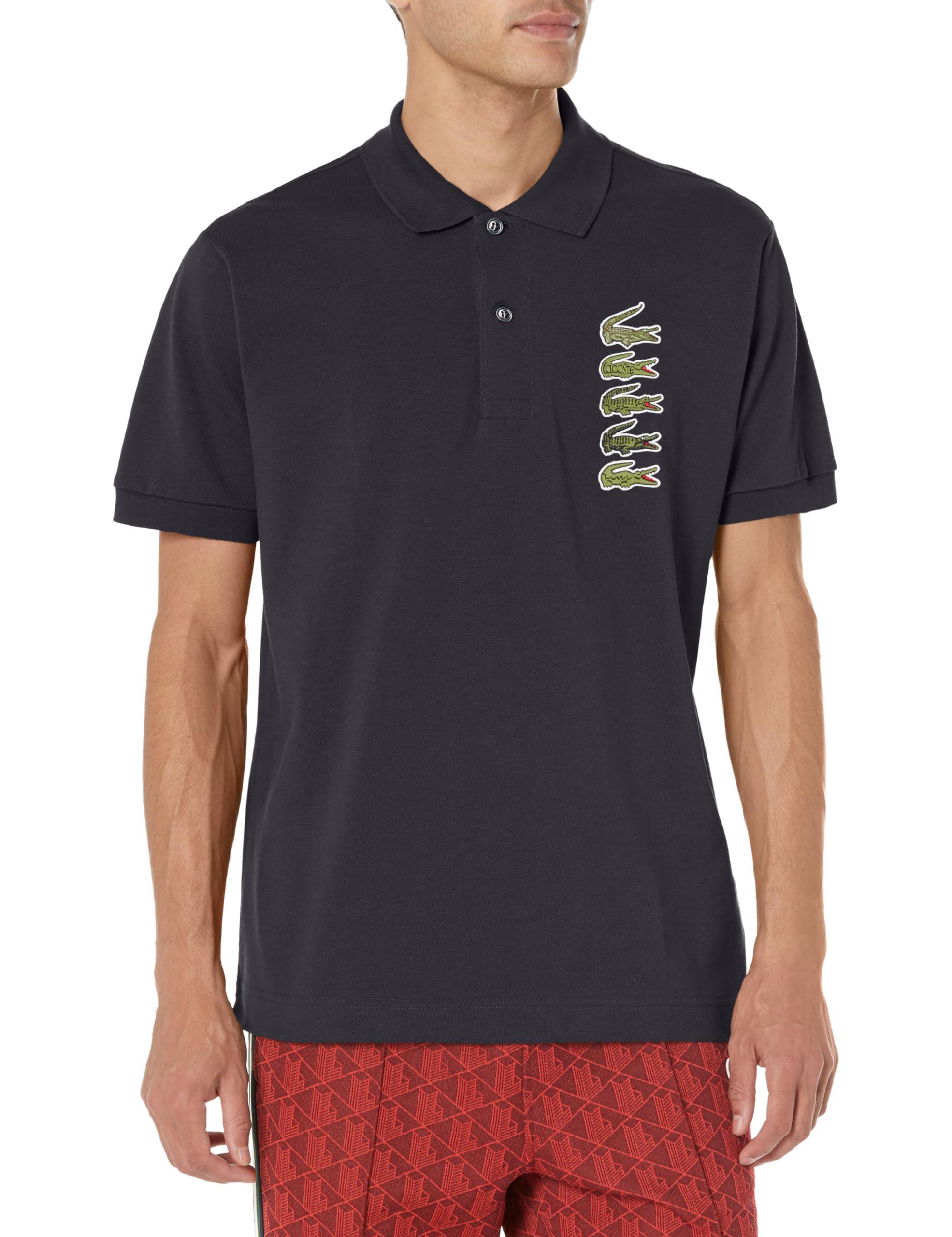 Lacoste Short Sleeve Stacked Timeline Croc Polo Shirt in Blue for Men ...