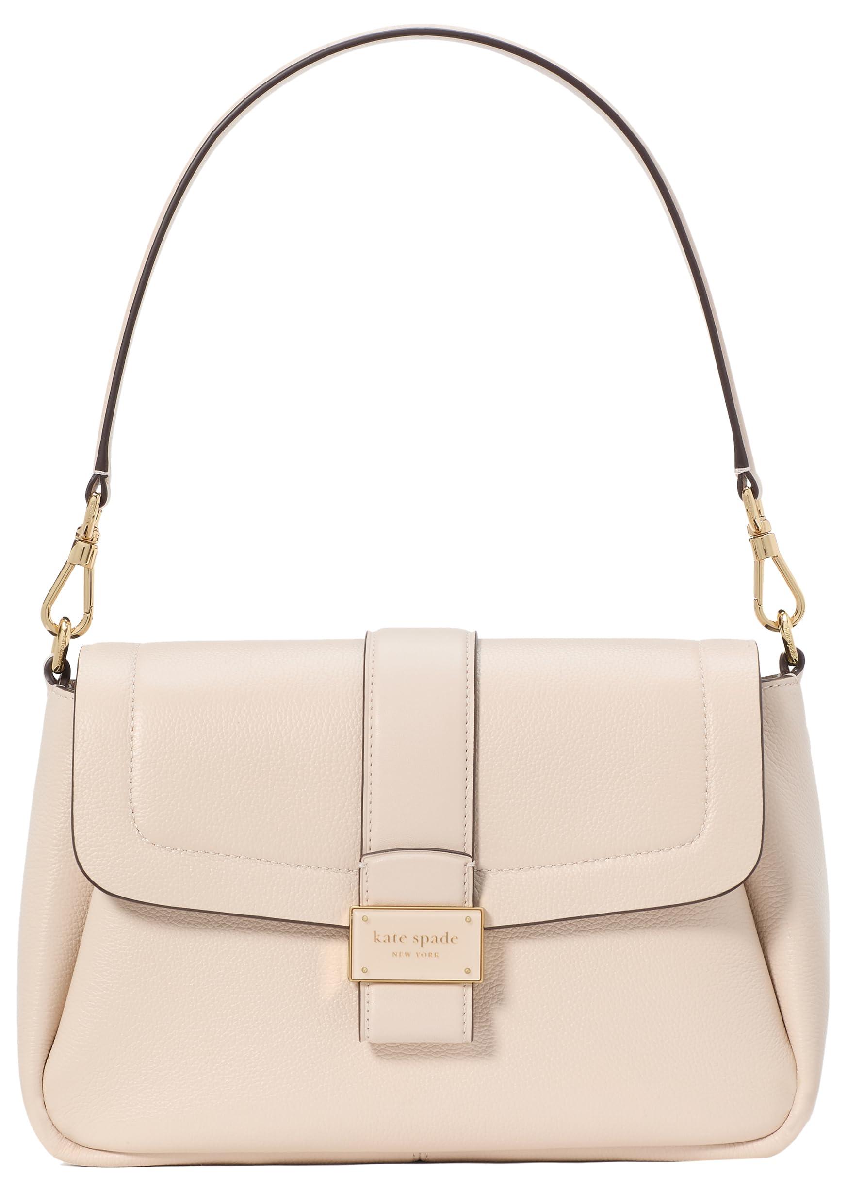 Kate Spade Nouveau Pebbled Leather Flap Shoulder Bag in Natural | Lyst