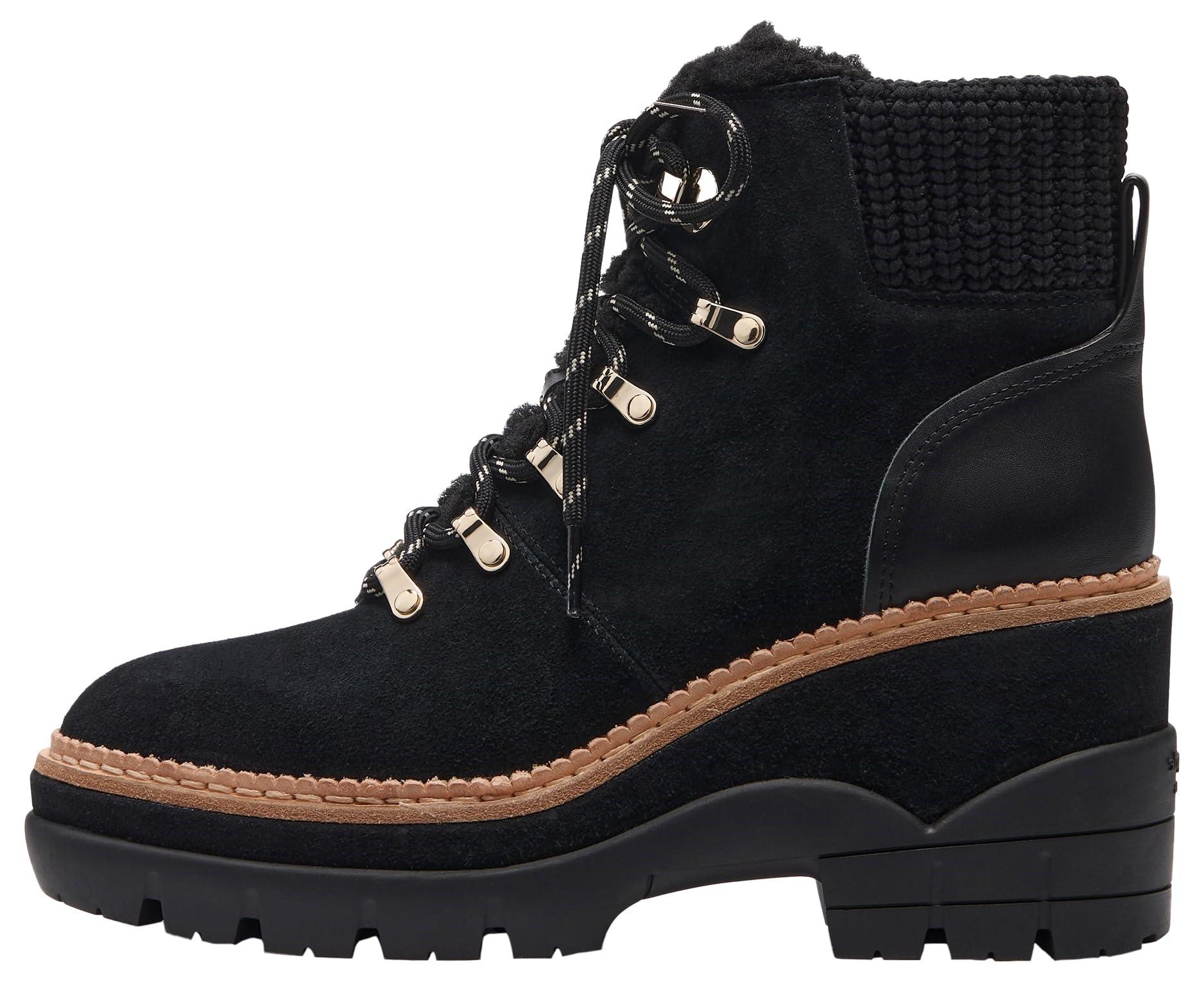 Kate Spade Willow Lug Lace Up Bootie Fashion Boot in Black | Lyst