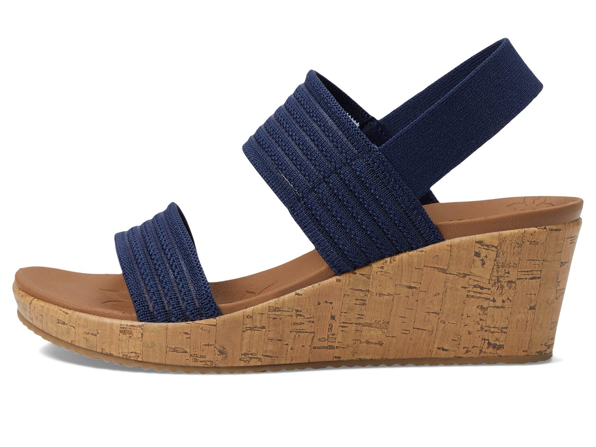 Skechers Beverlee-sheer Luck Wedge Sandal in Blue | Lyst