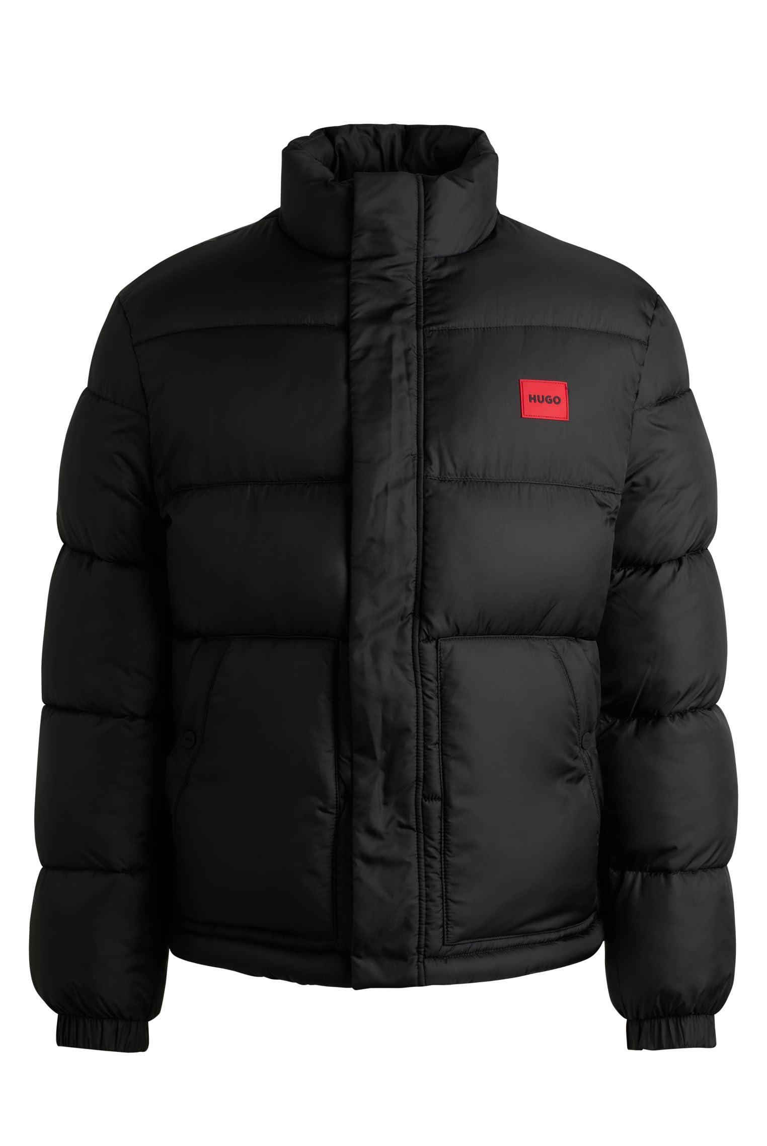 HUGO Water-Repellent Puffer Jacket With Logo Label in Black for Men ...