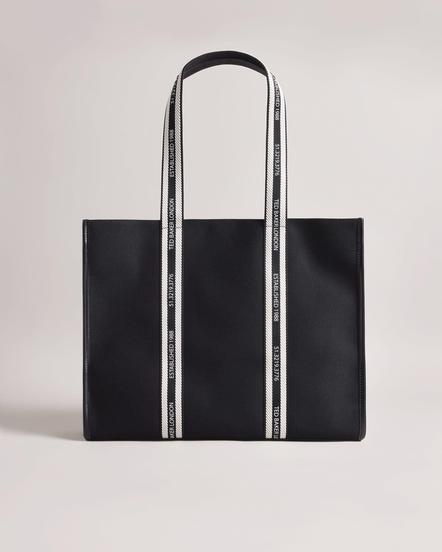 Ted Baker London Georjey Branded Webbing Canvas Tote in Black | Lyst UK