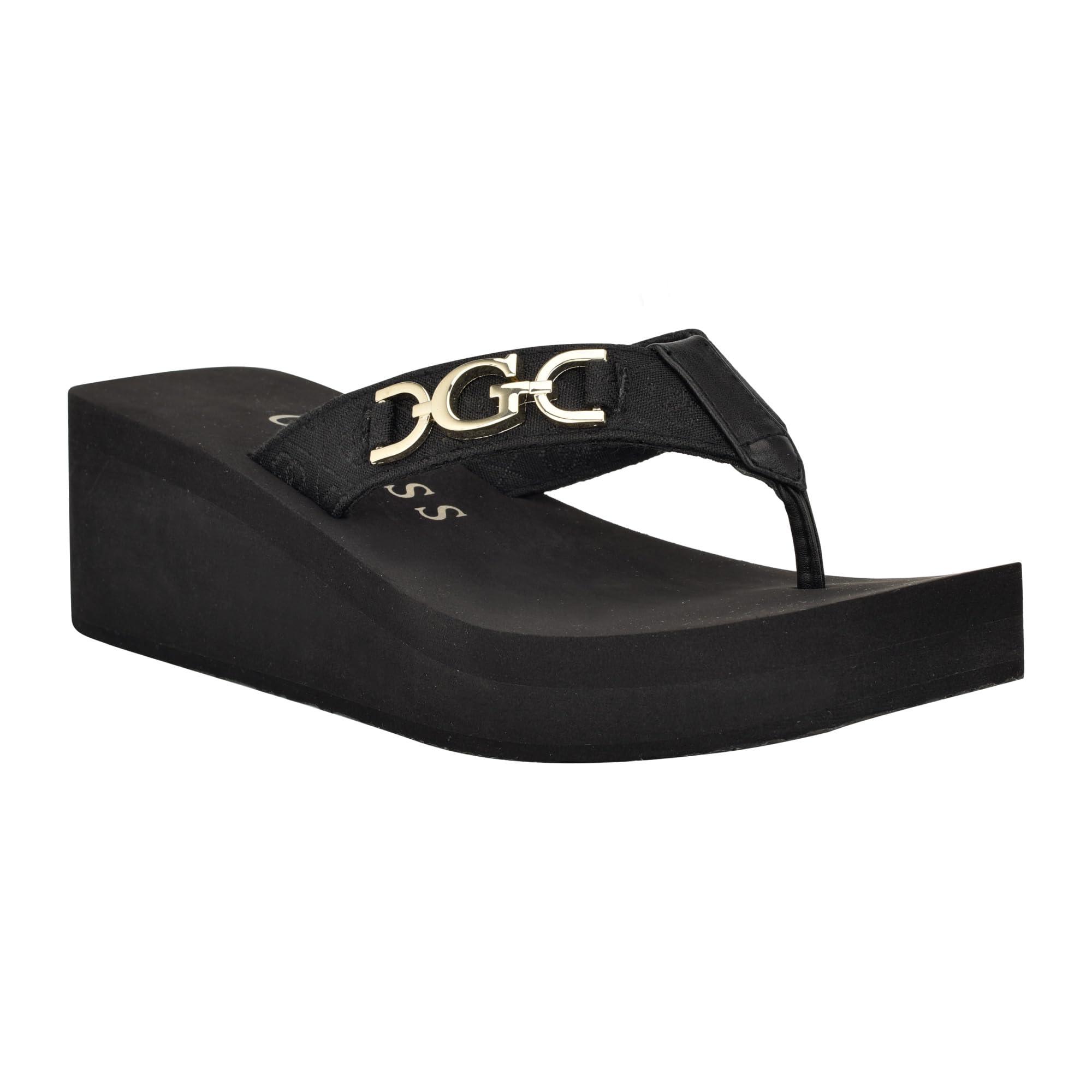 Guess Edany Wedge Sandal in Black | Lyst