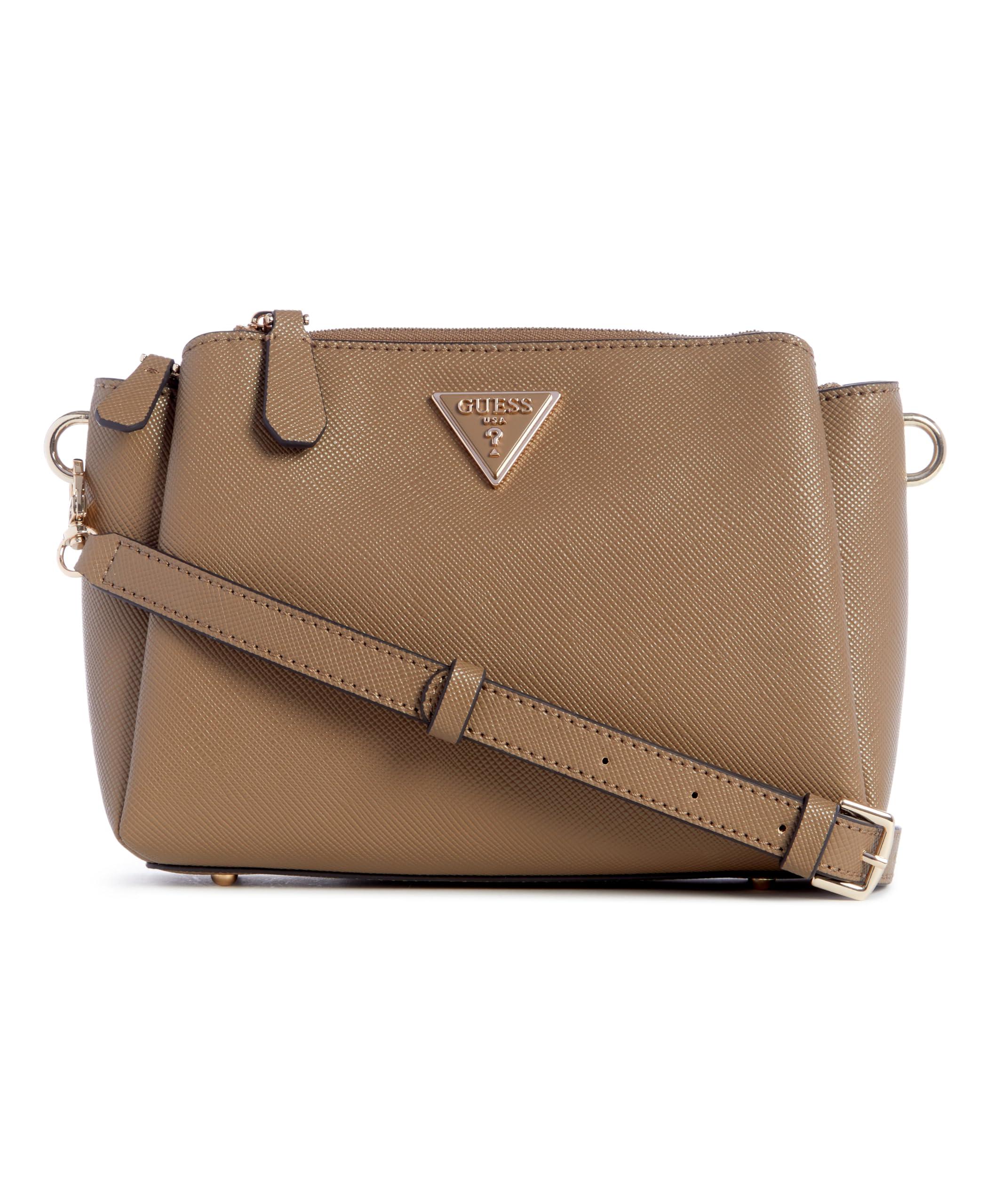 Guess Noelle Triple Compartment Crossbody Flap in Brown | Lyst