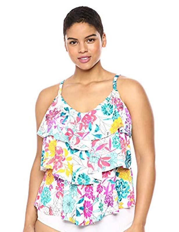 Lyst Kenneth Cole Reaction Plus Size Triple Tier Tankini Swimsuit Top