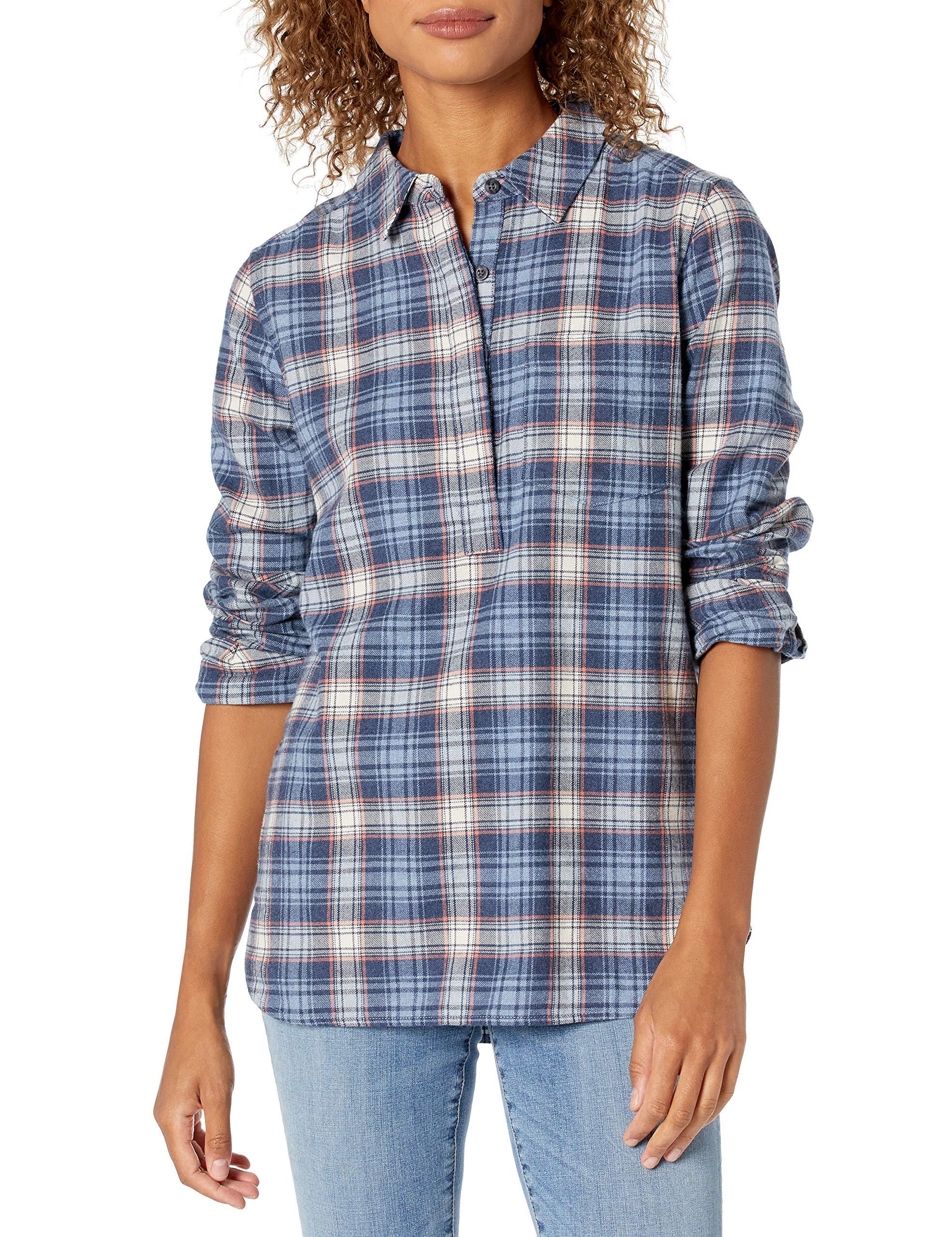 Goodthreads 100 Cotton Brushed Flannel Relaxed Fit Popover In Blue Lyst