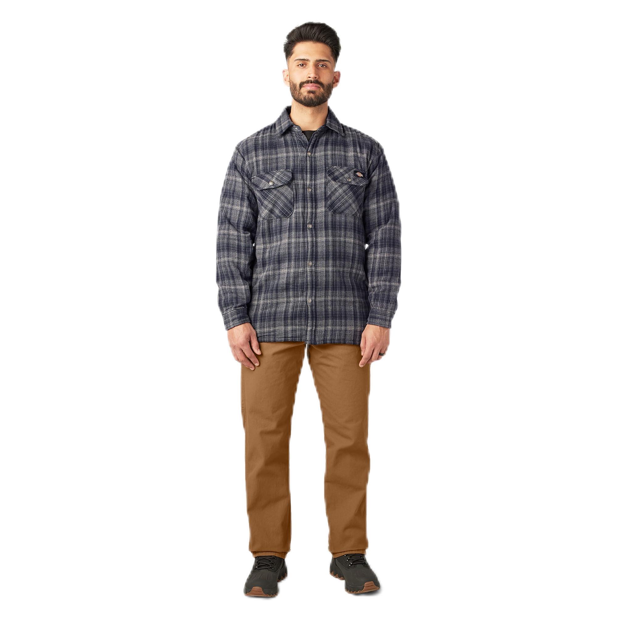 Dickies High Pile Fleece Lined Flannel Shirt Jacket With Hydroshield in ...