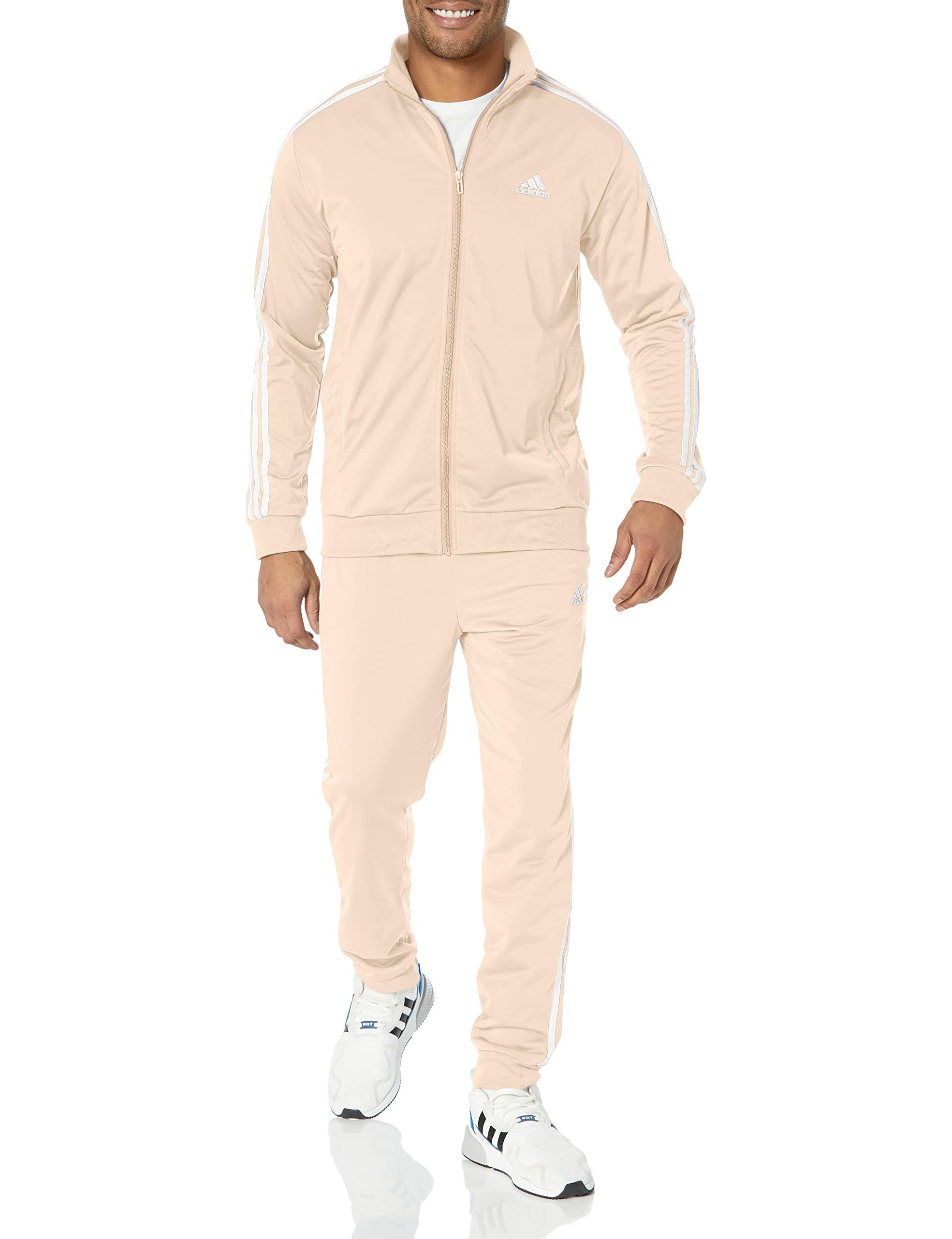 Adidas S Sportswear Basic 3 Stripes Tricot Tracksuit In Natural For Men