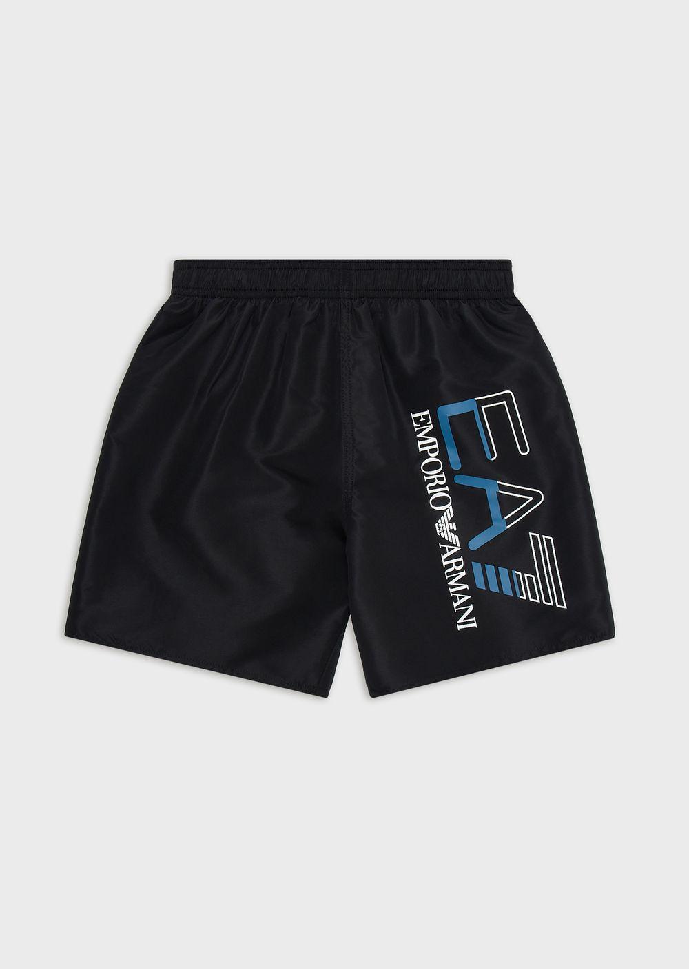 Emporio Armani Junior Swim Trunks With Oversized Logo in Blue for Men ...