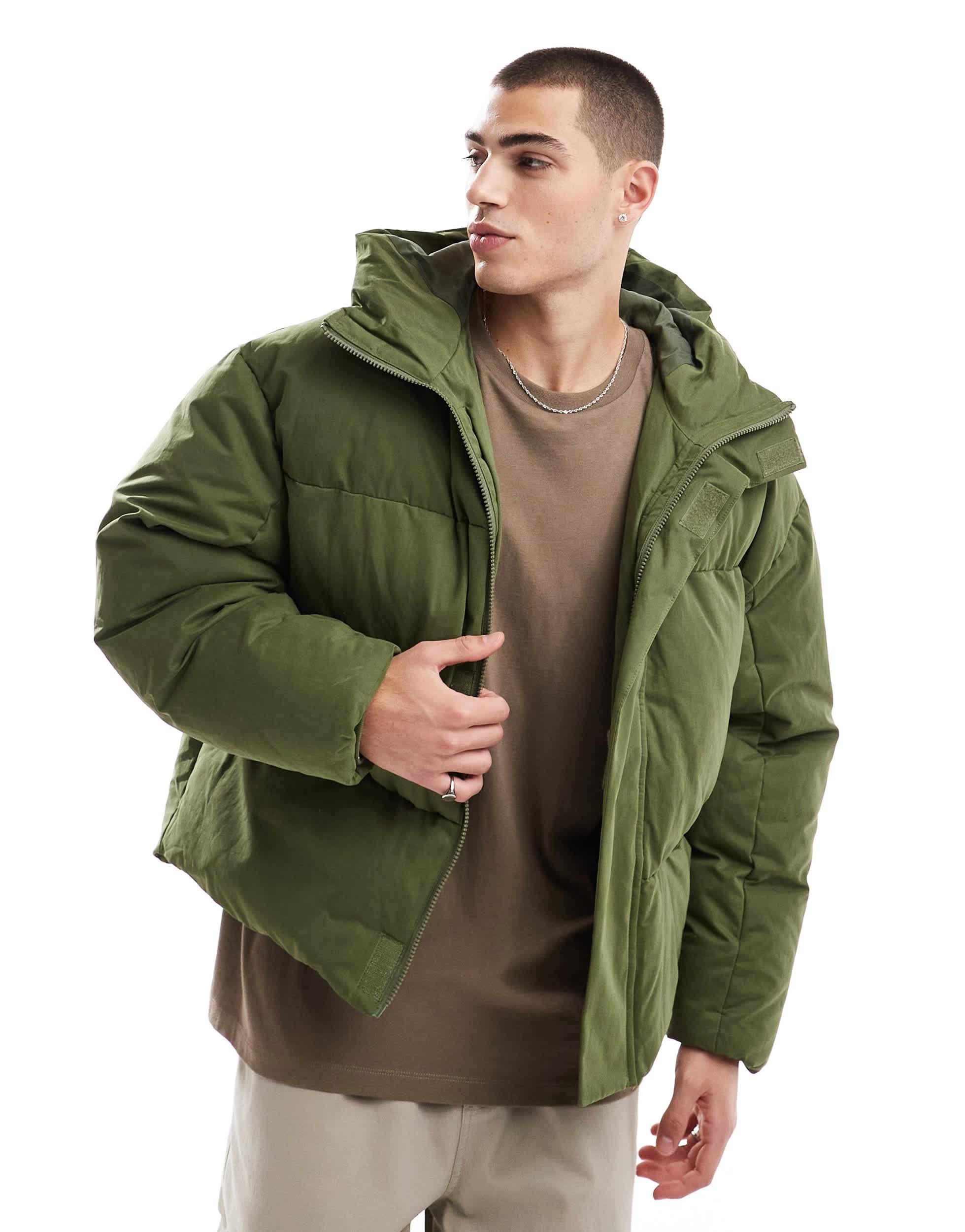 ASOS Oversized Puffer Jacket With Seam Detail in Green for Men | Lyst